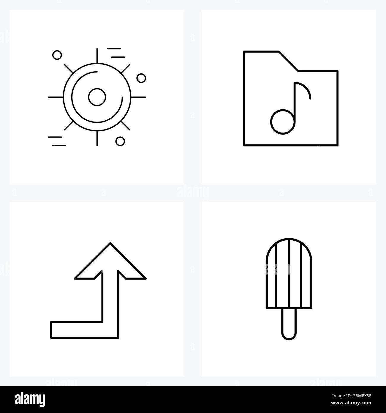 Set of 4 UI Icons and symbols for sun, up, folder, note, ice-cream ...