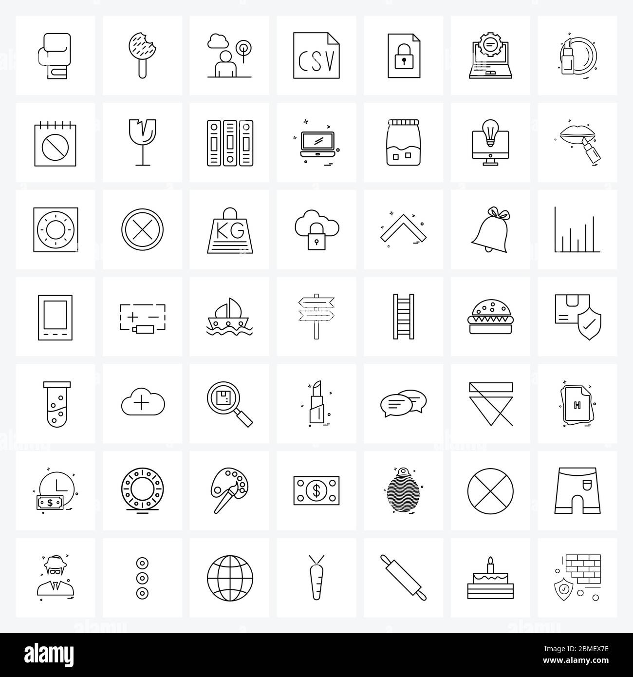 Set of 49 Line Icon Signs and Symbols of programming, file, cloud, cctv ...