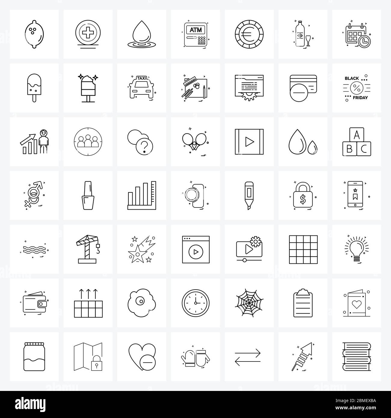 Universal Symbols of 49 Modern Line Icons of coin, euro, water drop ...