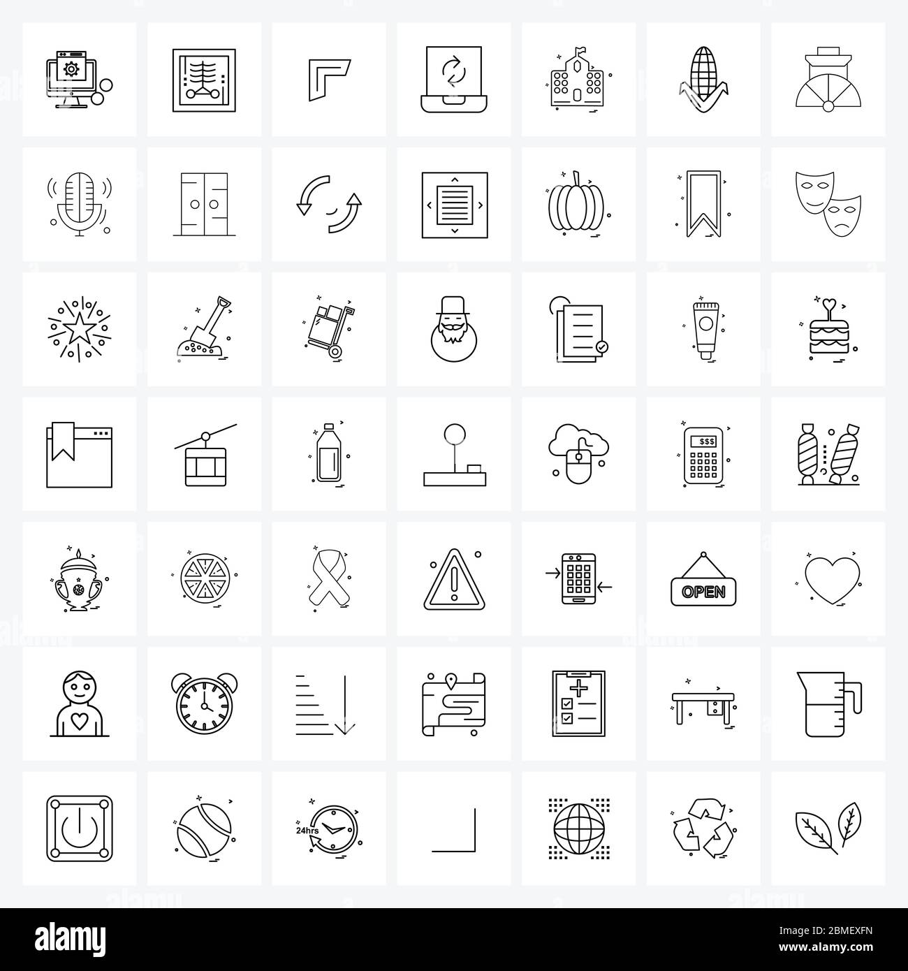 Set of 49 Simple Line Icons of building, reload, arrow, refresh, laptop ...