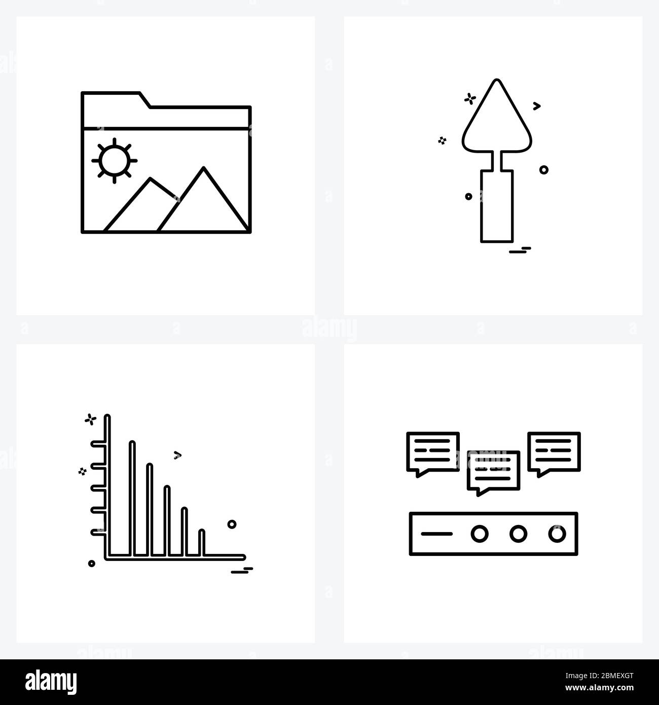 Modern Style Set of 4 line Pictograph Grid based folder, chart ...