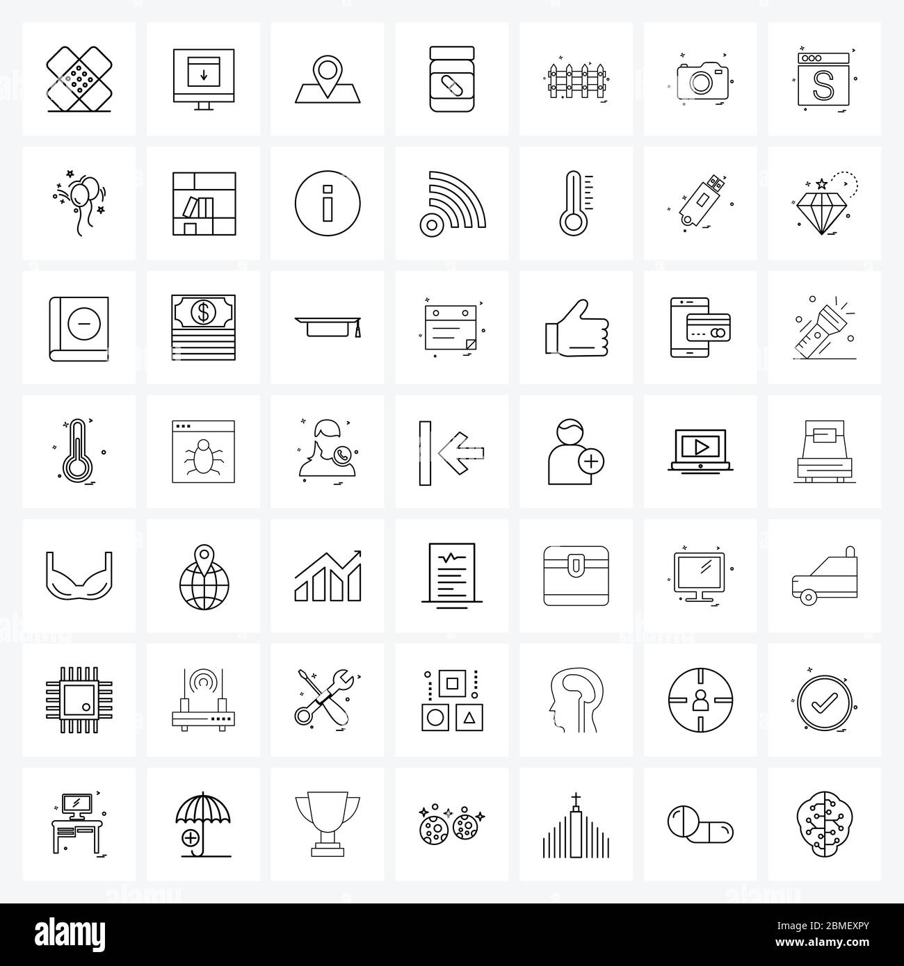49 Interface Line Icon Set Of Modern Symbols On Boundary Medicine