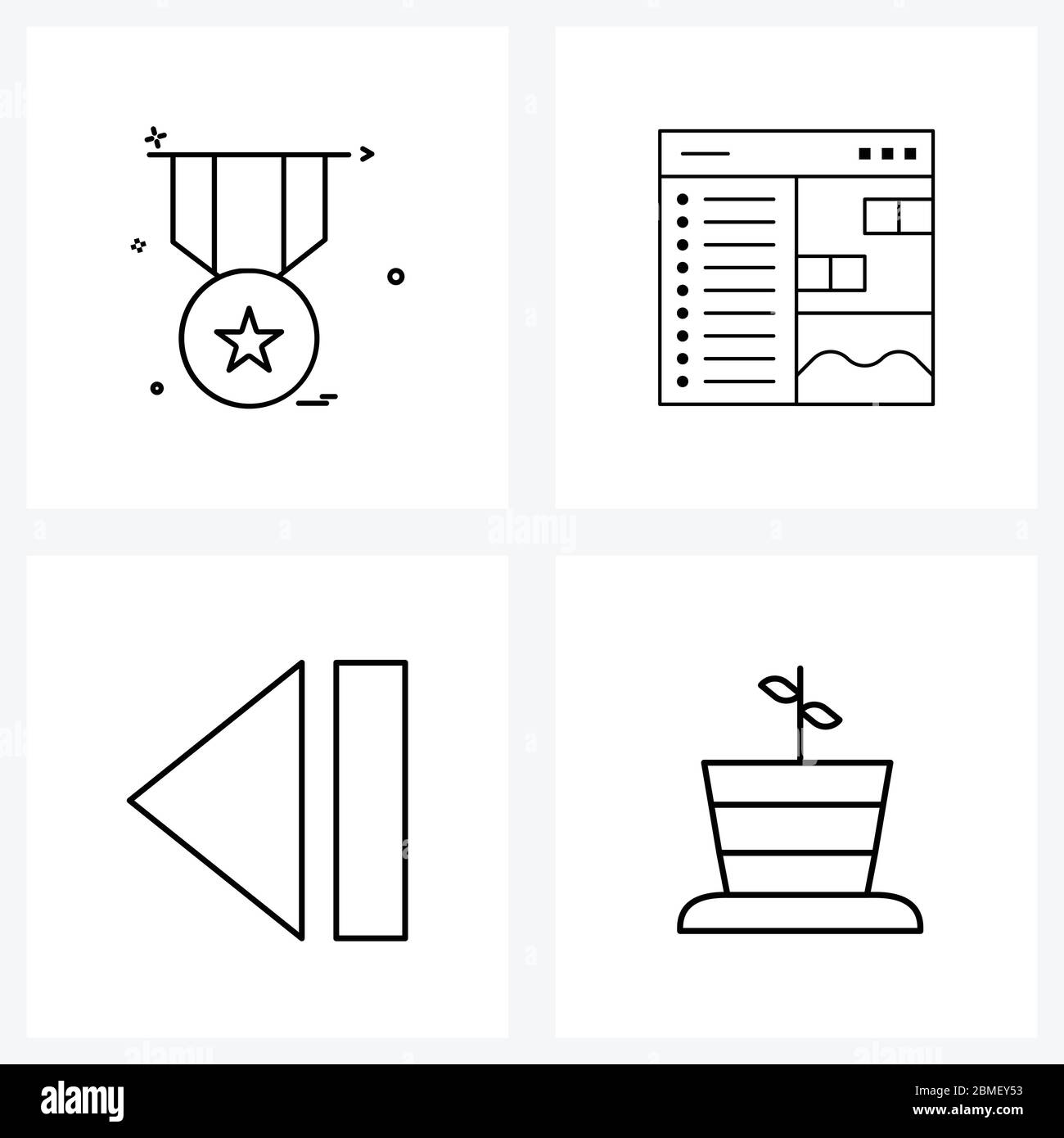 4 Editable Vector Line Icons and Modern Symbols of medal, back, win ...