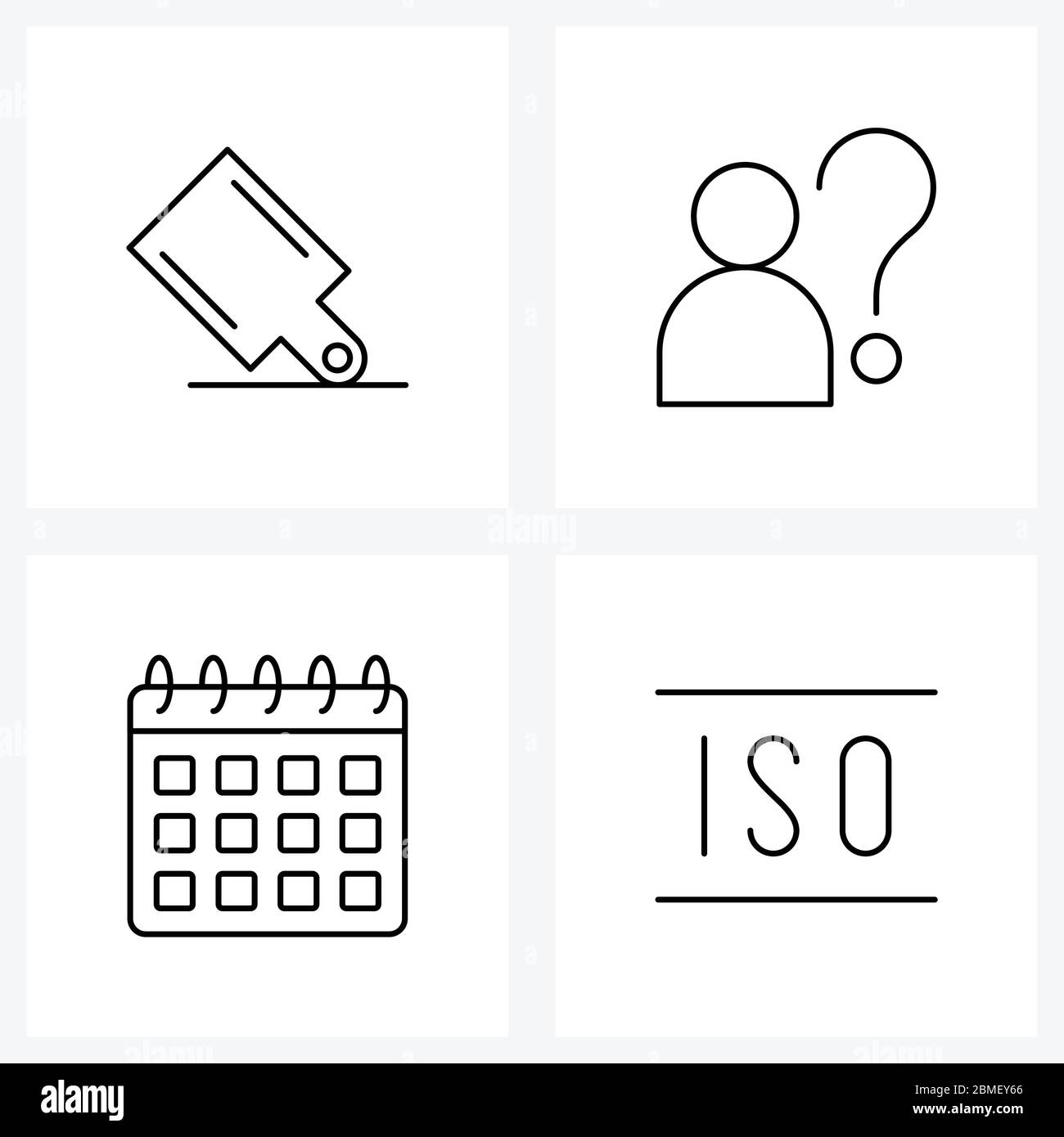 Set of 4 Line Icon Signs and Symbols of board, calendar, equipment ...