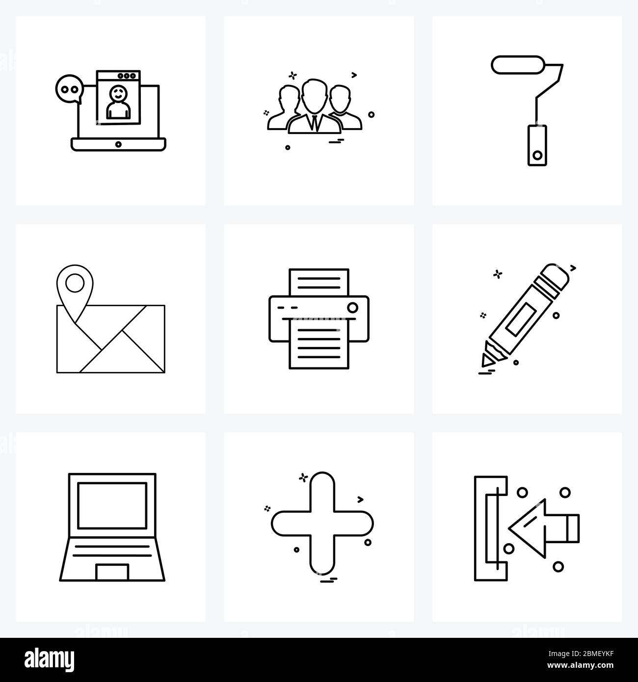 9 Editable Vector Line Icons and Modern Symbols of laser printers ...