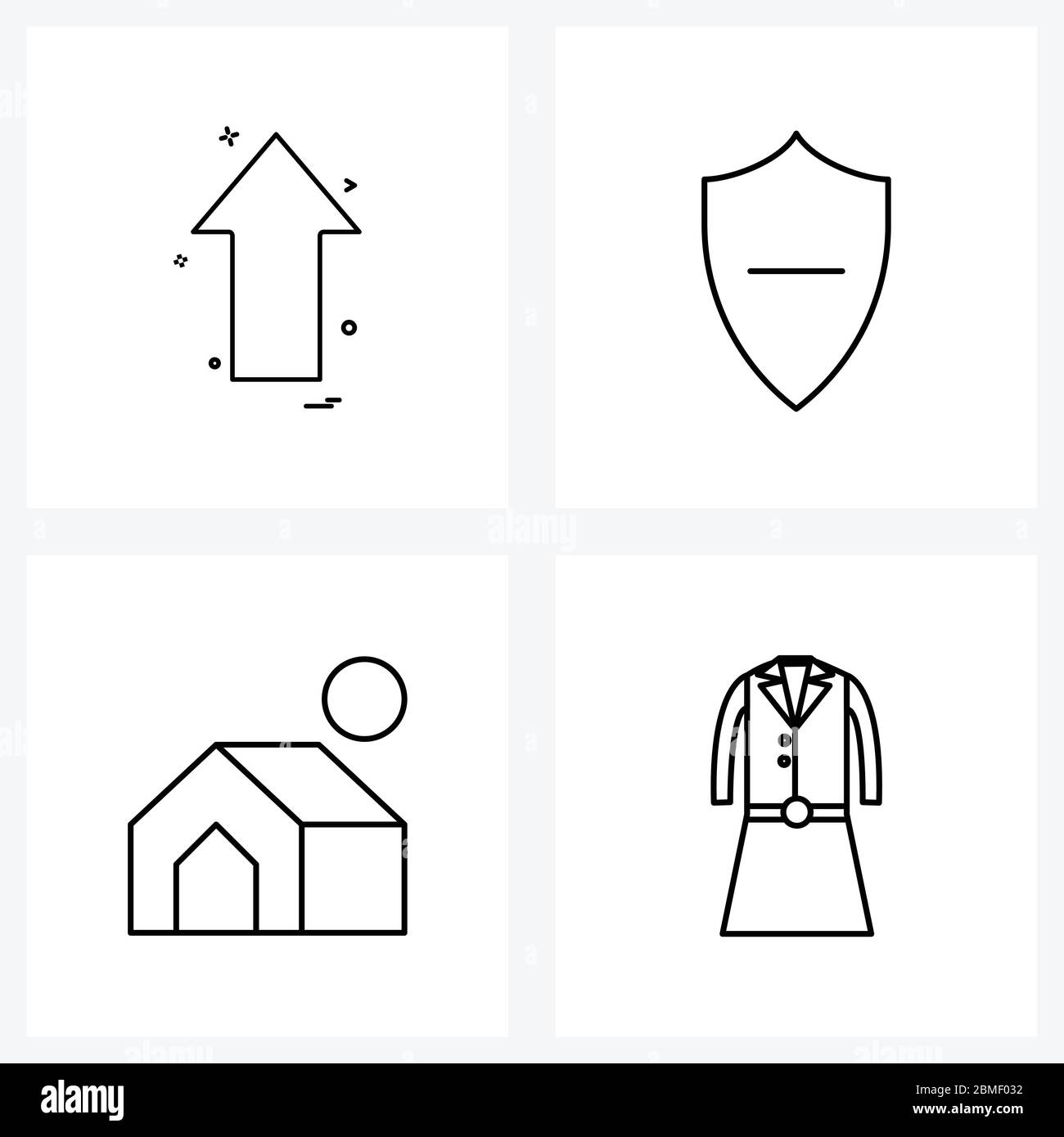 Set of 4 Universal Line Icons of arrow, camping, move, shield, outdoor ...