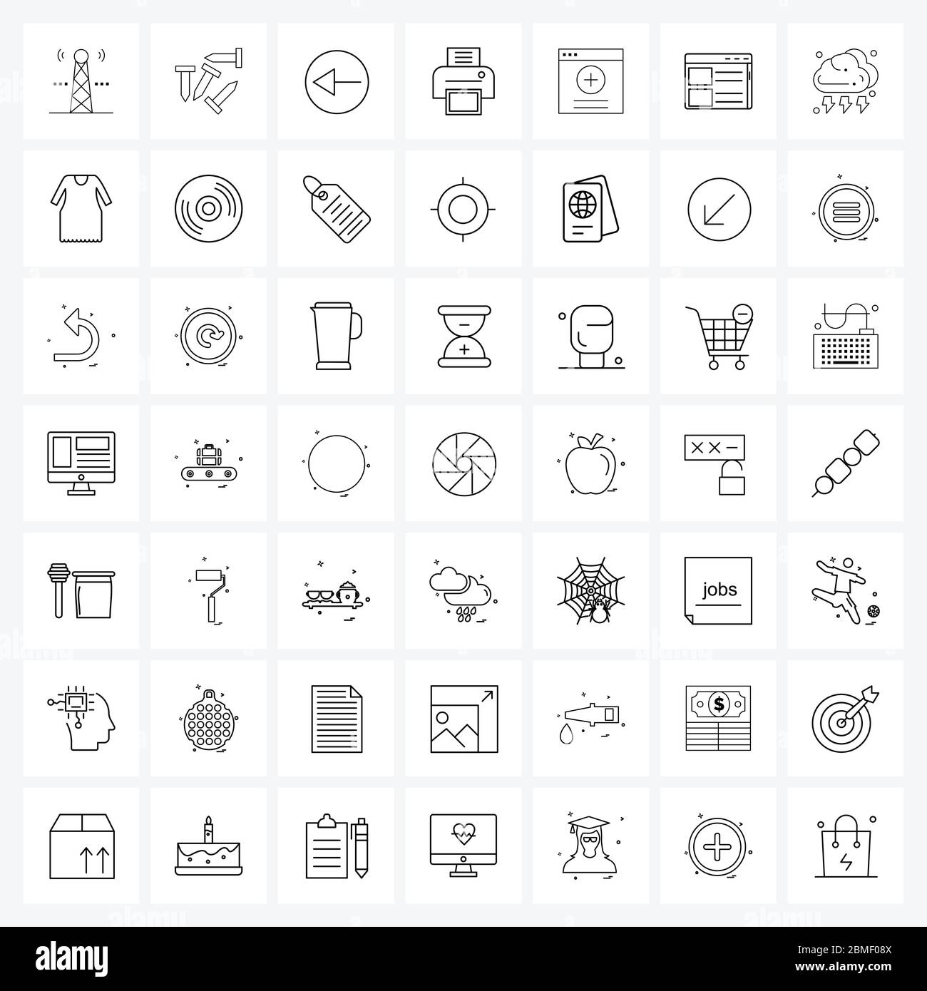 Set Of 49 Simple Line Icons For Web And Print Such As Site Add Arrow