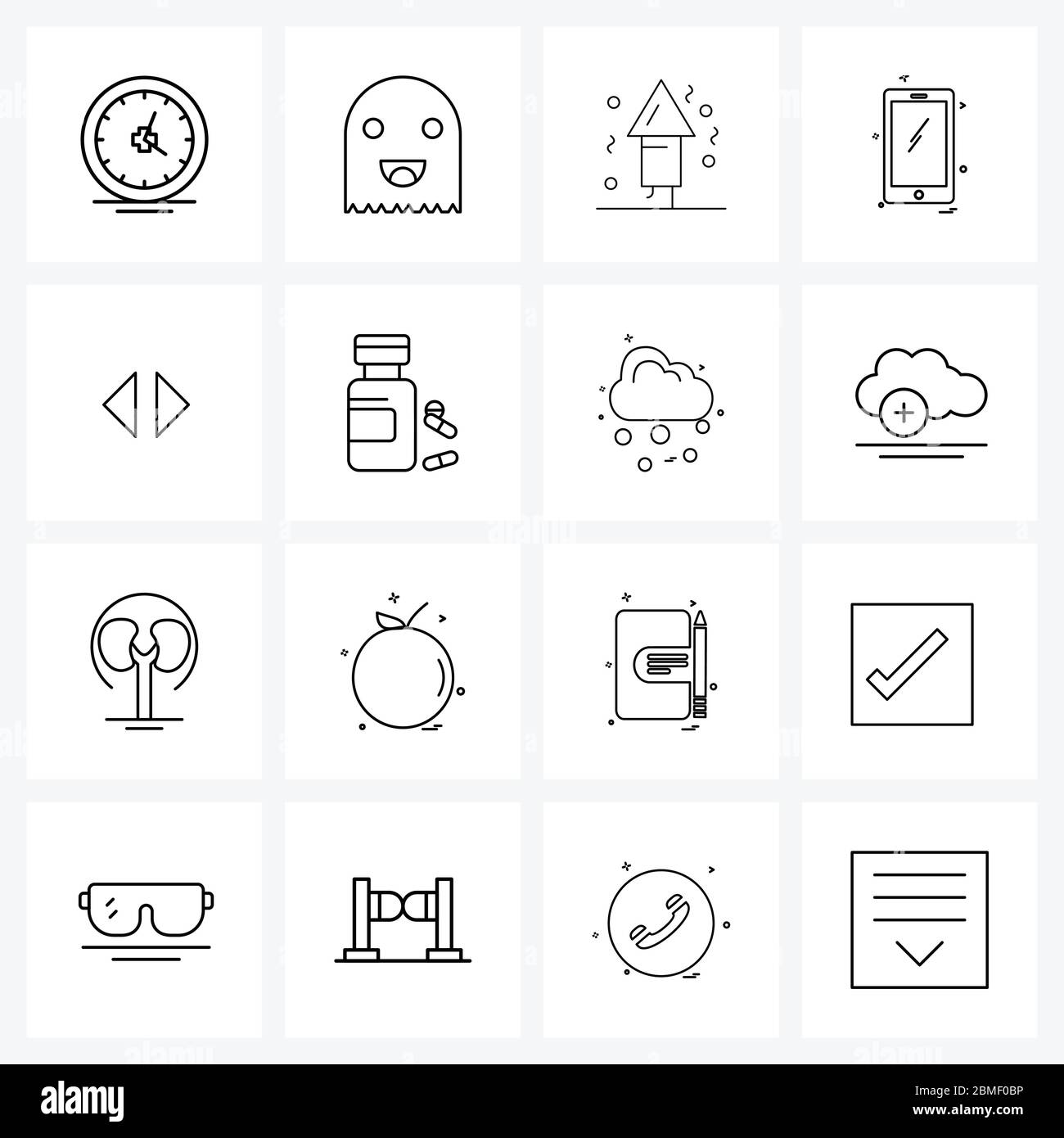 Stock Vector Icon Set of 16 Line Symbols for direction, smart phone ...