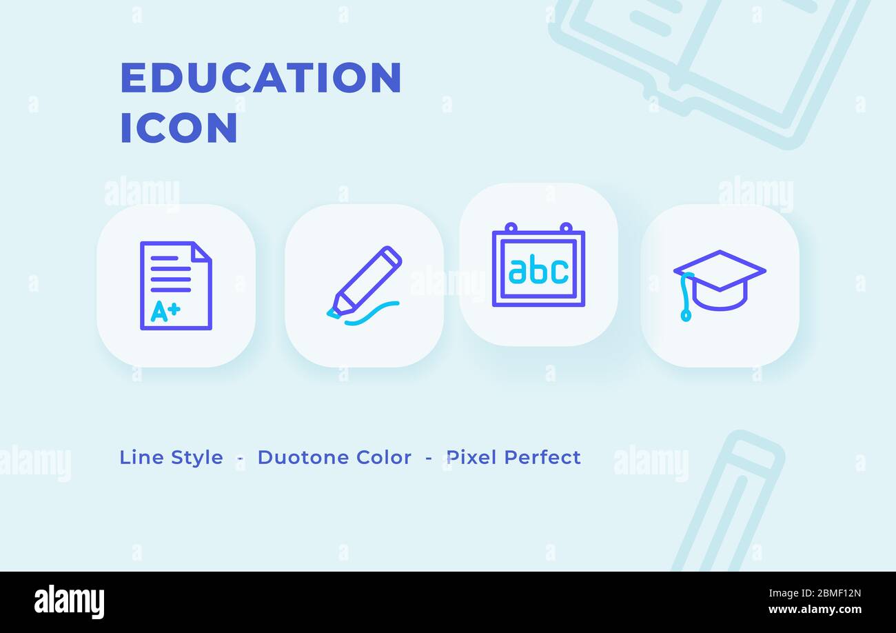 Education icon set with line style duo tone color modern flat vector ...