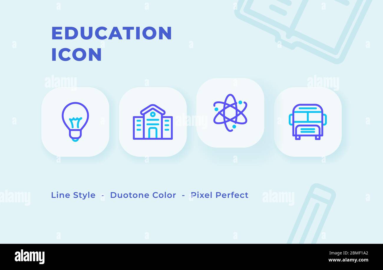 Education icon set with line style duo tone color modern flat vector ...
