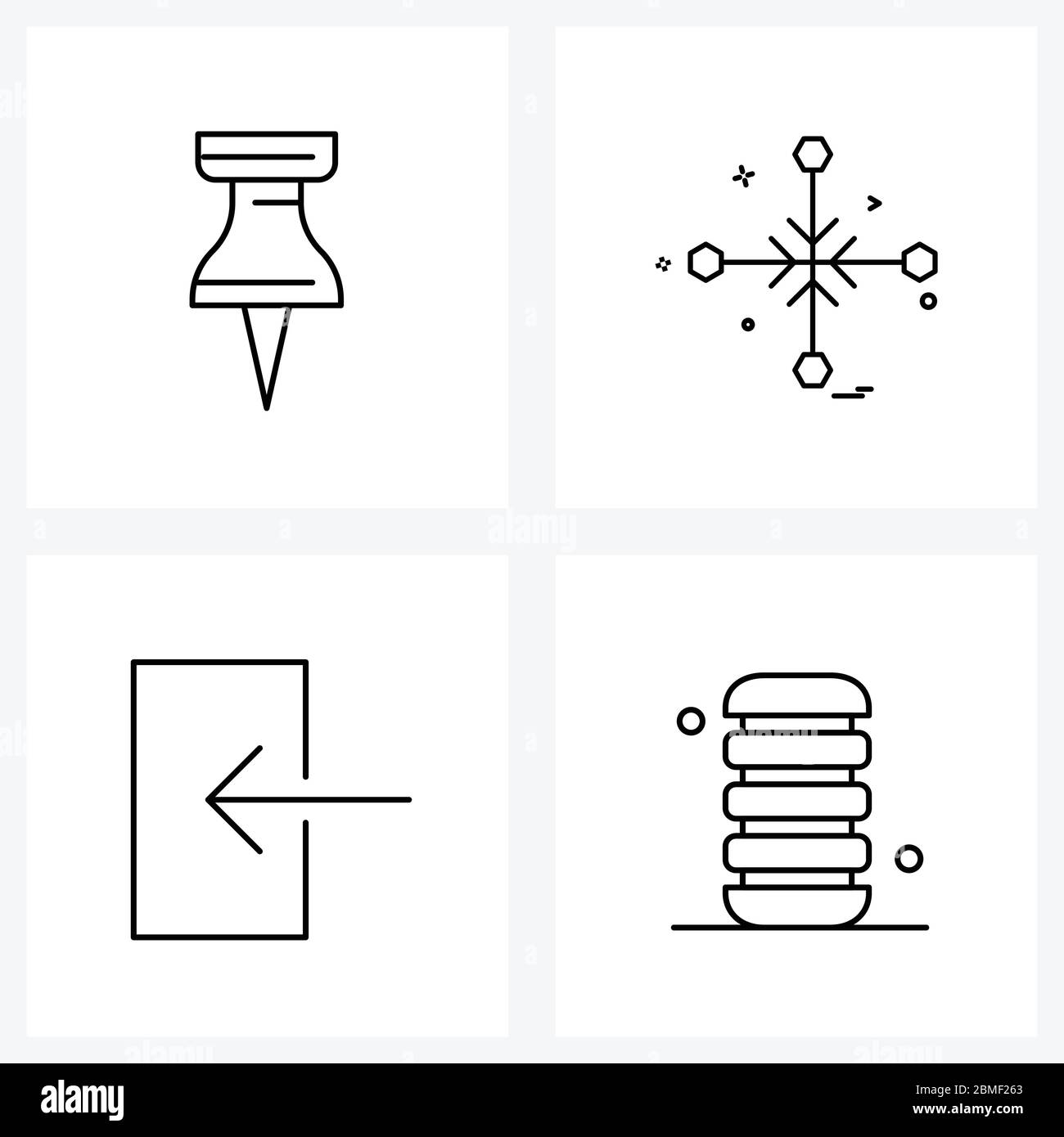 Isolated Symbols Set of 4 Simple Line Icons of document, arrival, paper clip, snow , arrow ...