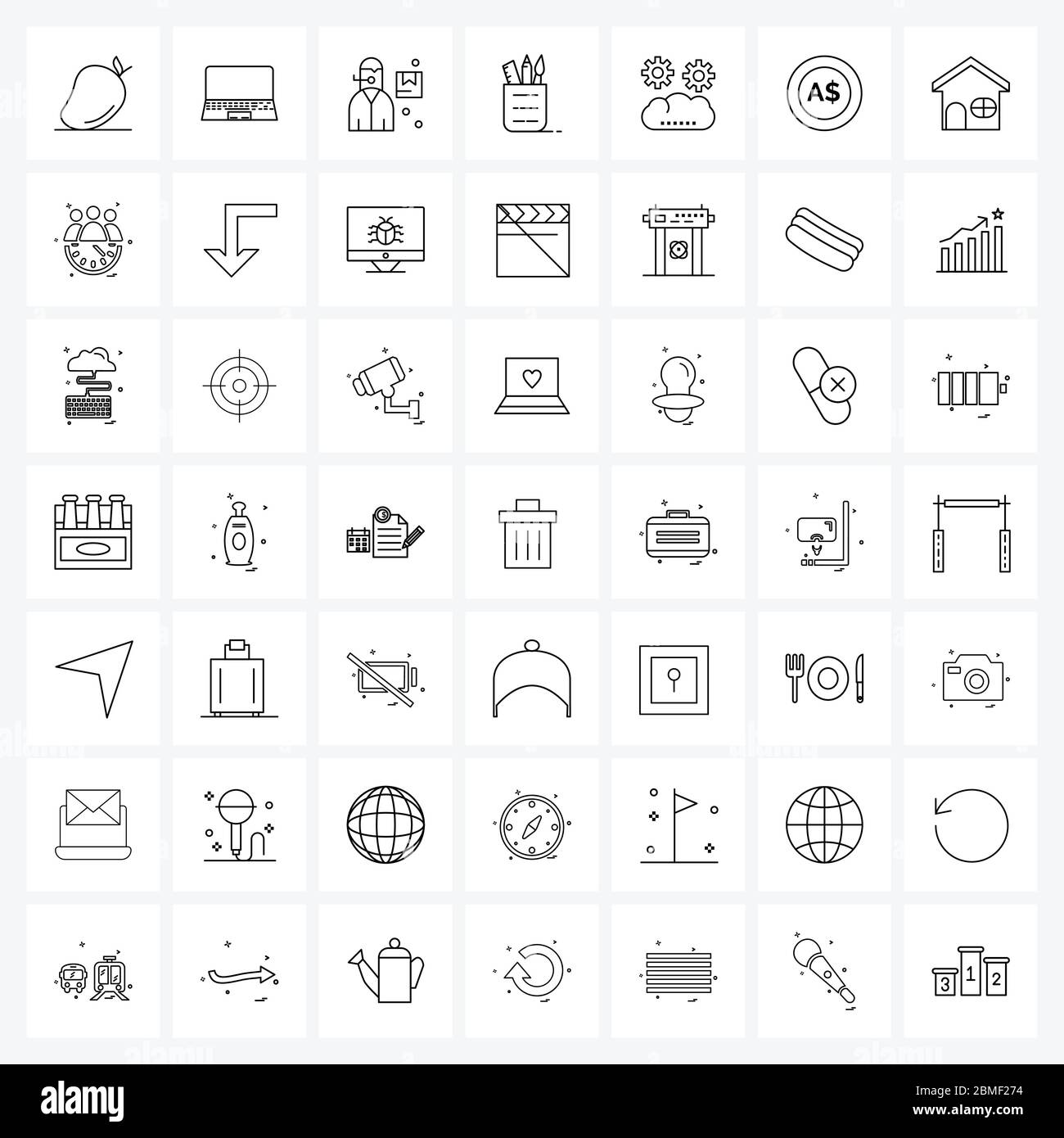 Universal Symbols of 49 Modern Line Icons of internet, communication ...