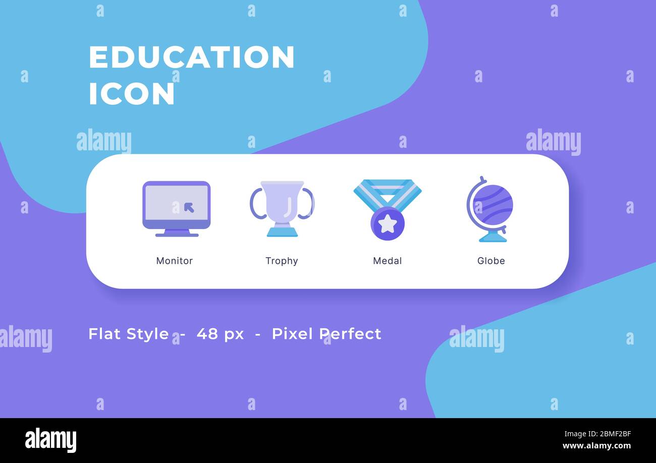 Education icon set with modern flat style vector illustration Stock ...