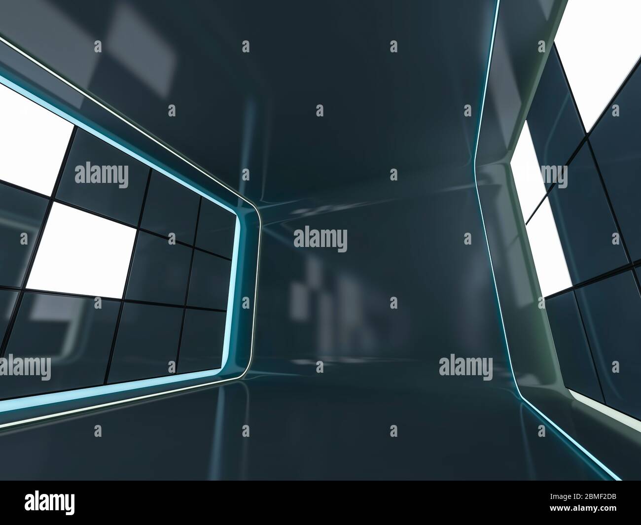 Abstract modern architecture background, empty open space interior. 3D ...