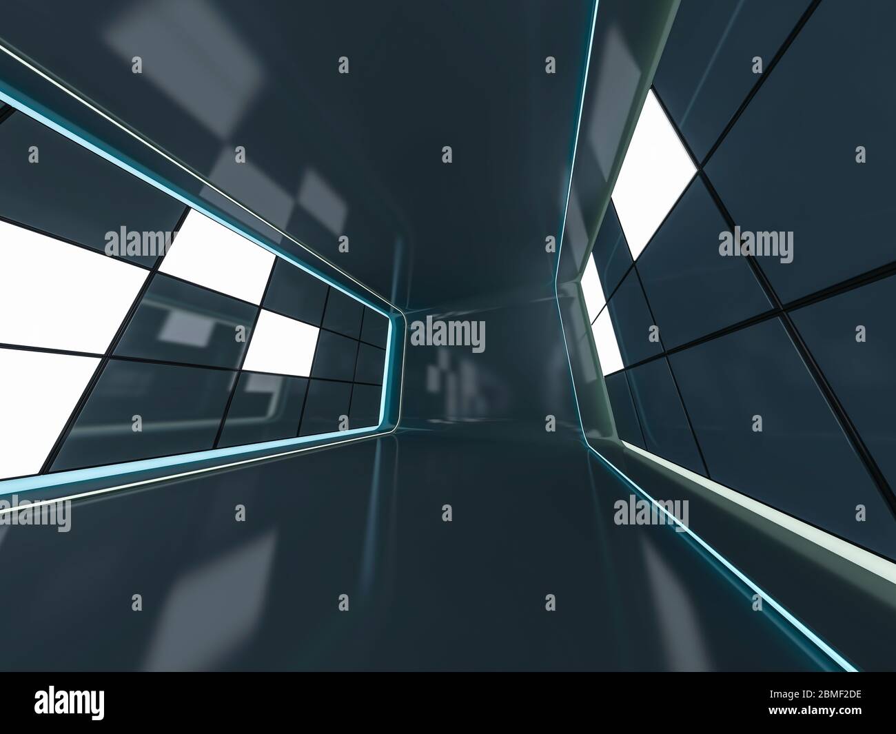 Abstract modern architecture background, empty open space interior. 3D ...