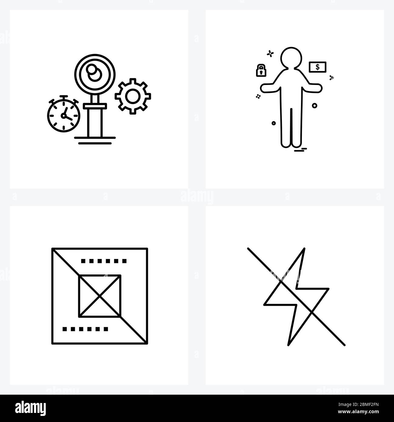 4 Universal Line Icon Pixel Perfect Symbols of gear, abstract, search ...