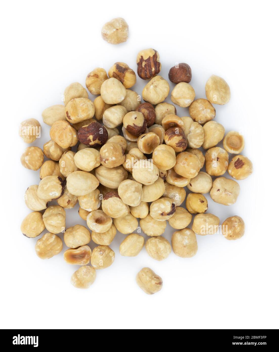 Peeled Hazelnuts isolated on white background (close up shot Stock ...