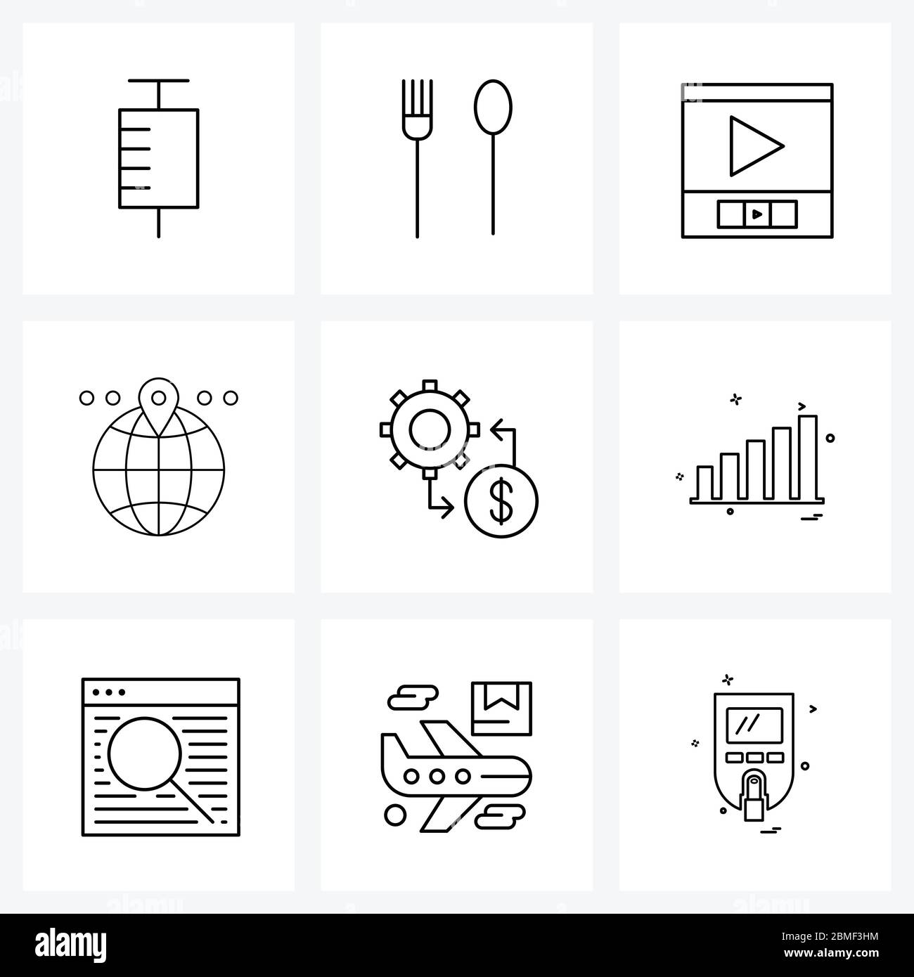 Set of 9 Line Icon Signs and Symbols of transfer, exchange, player ...