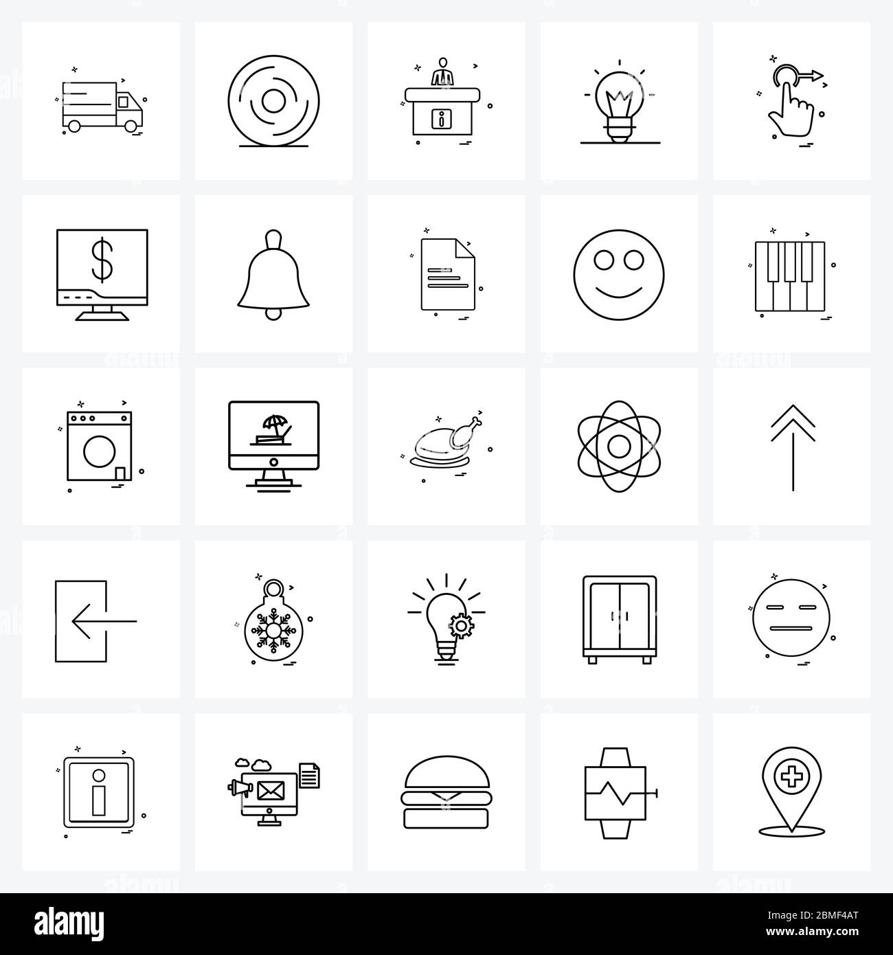 25 Universal Line Icon Pixel Perfect Symbols of ecommerce, right, bulb ...