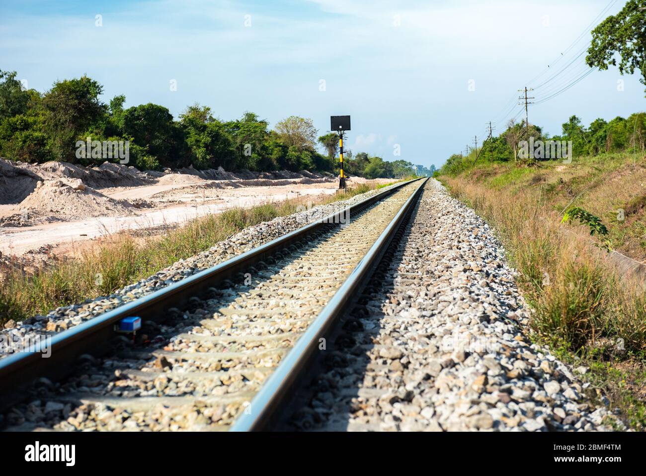 Railway rails of stretching into the distance Stock Photo - Alamy