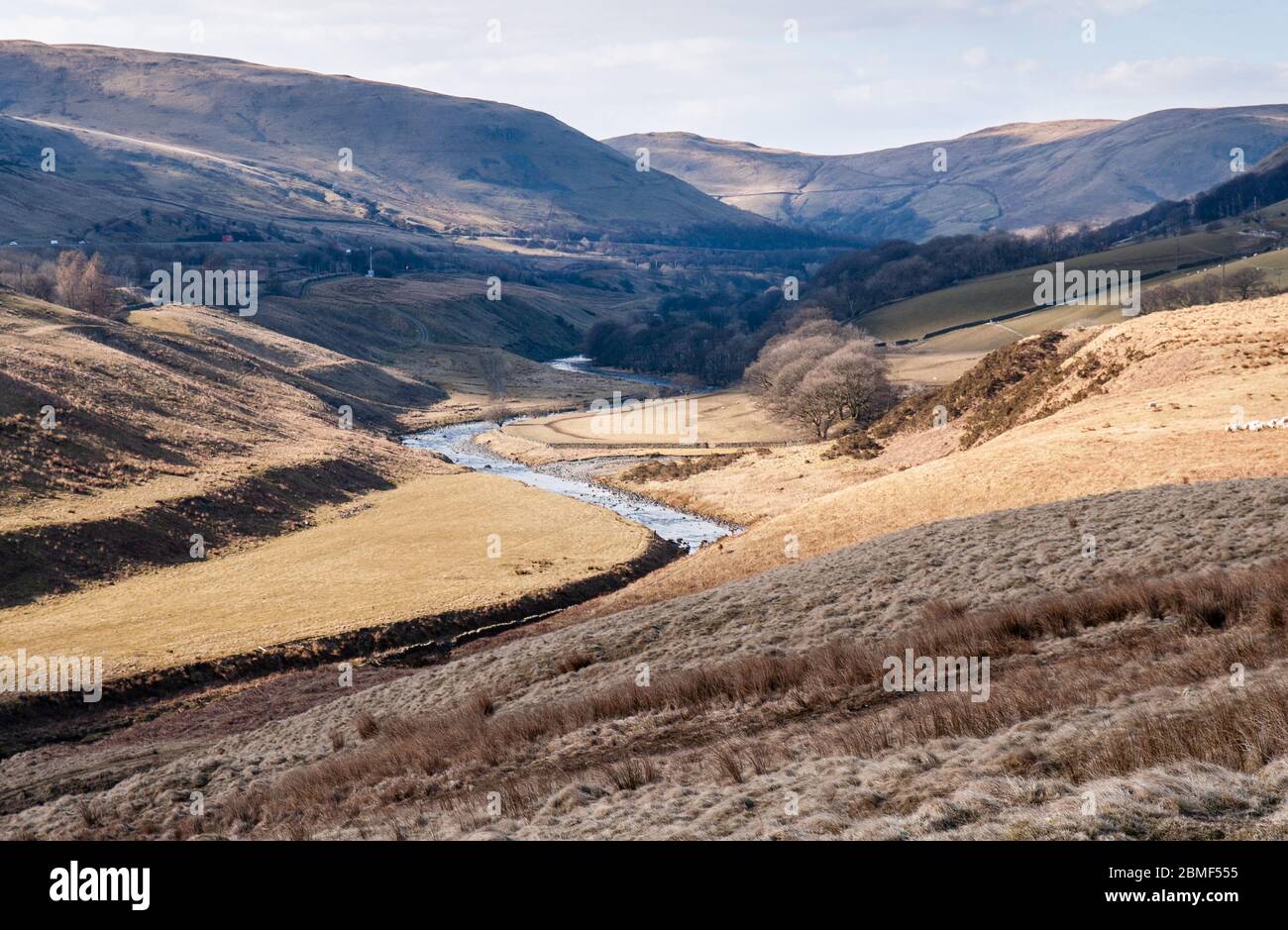 River, road and railway pass through the Lune Gorge between the Howgill ...