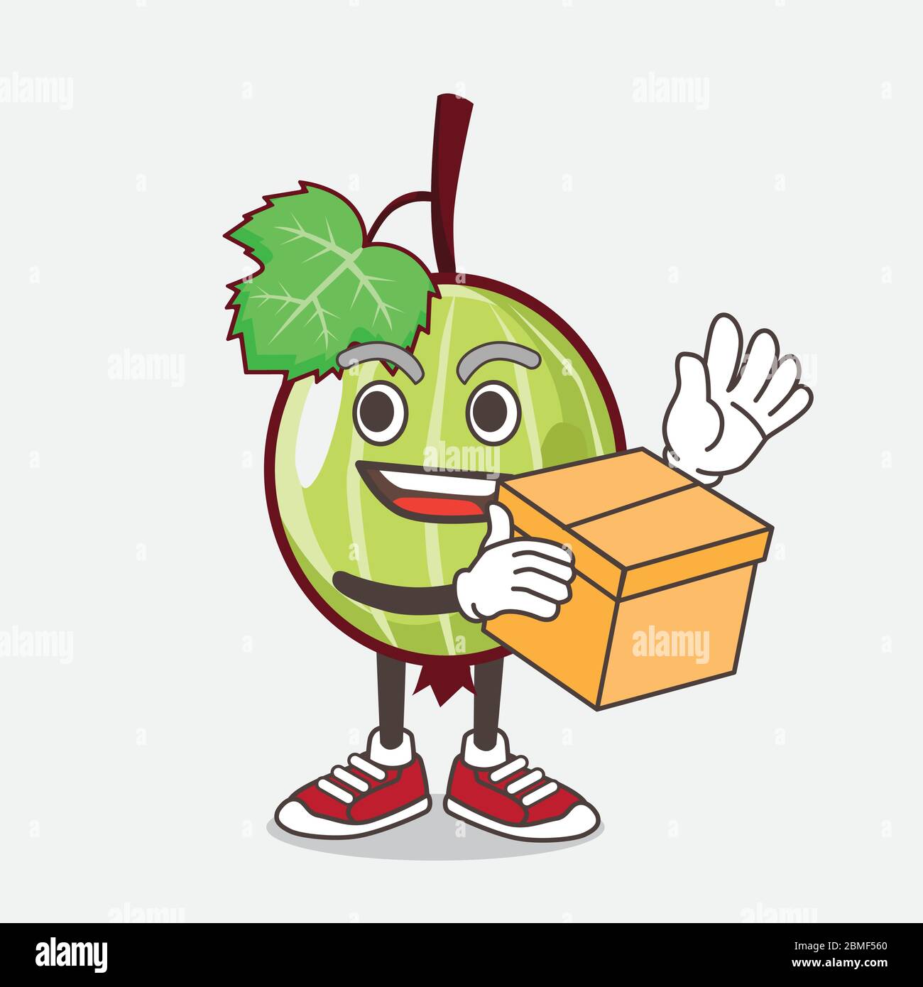 An illustration of Gooseberry Fruit cartoon mascot character holding a ...