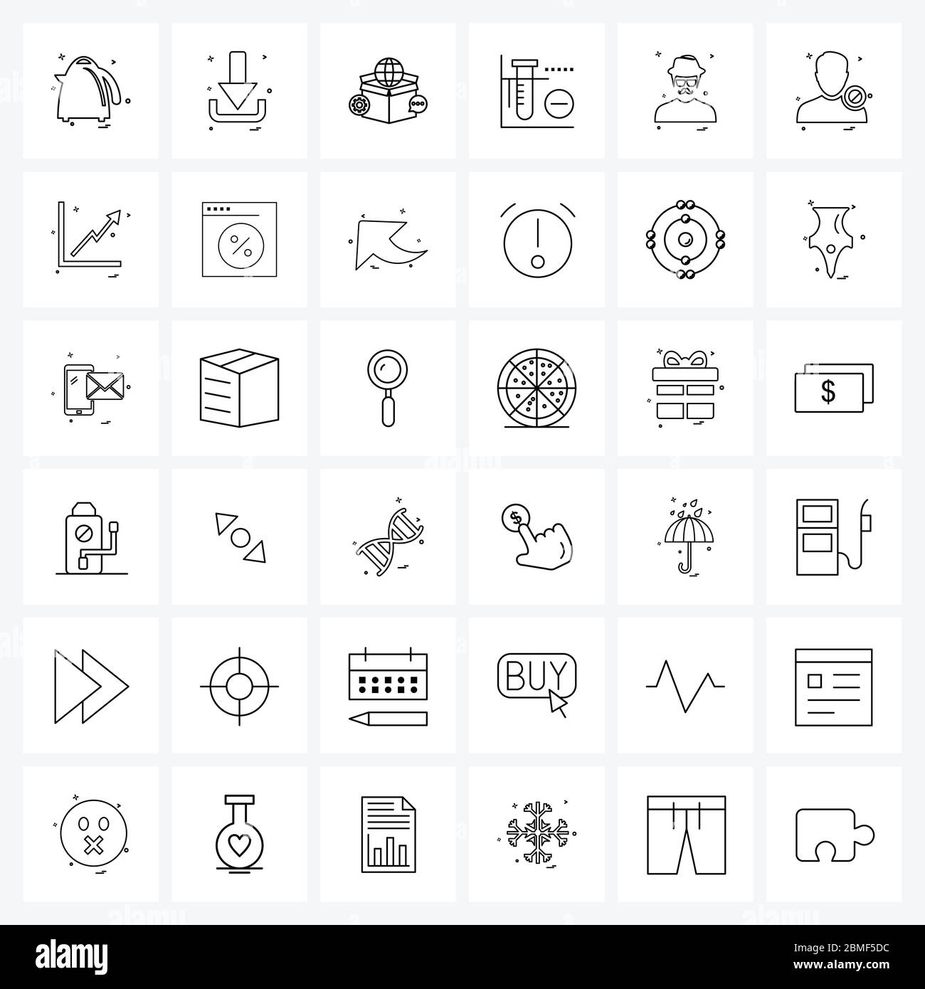 Stock Vector Icon Set of 36 Line Symbols for avatar, avatar, gear ...