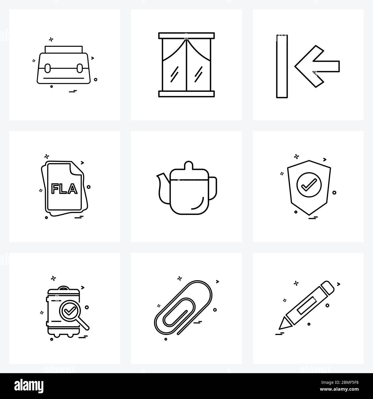 Set of 9 UI Icons and symbols for breakfast, files, keyboard, file type ...