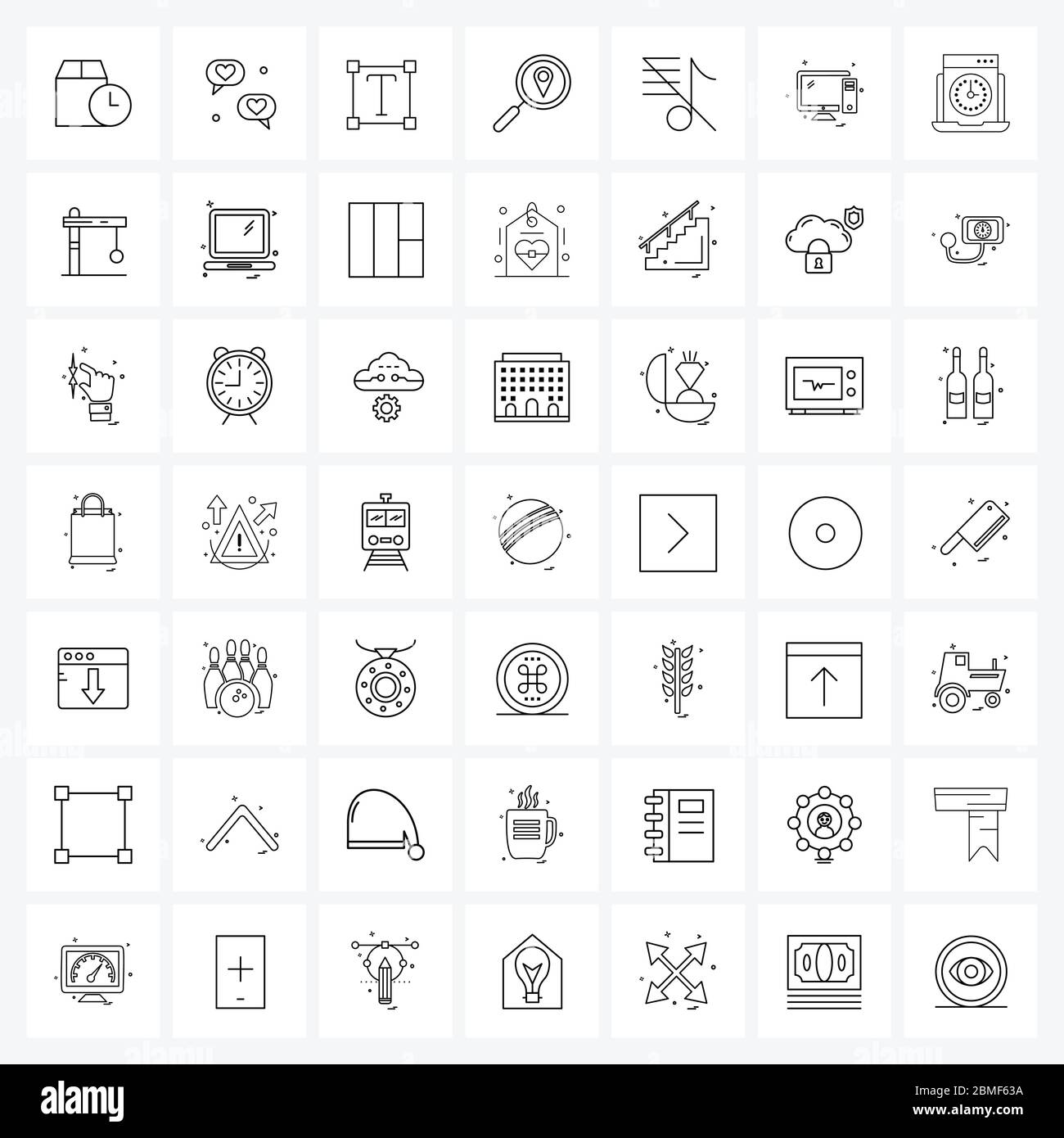 49 Interface Line Icon Set of modern symbols on music, map, heart ...