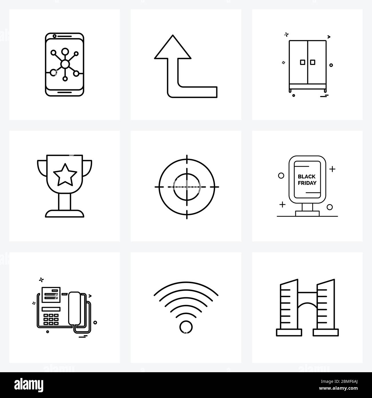 Set of 9 UI Icons and symbols for board, software, cupboard, security ...