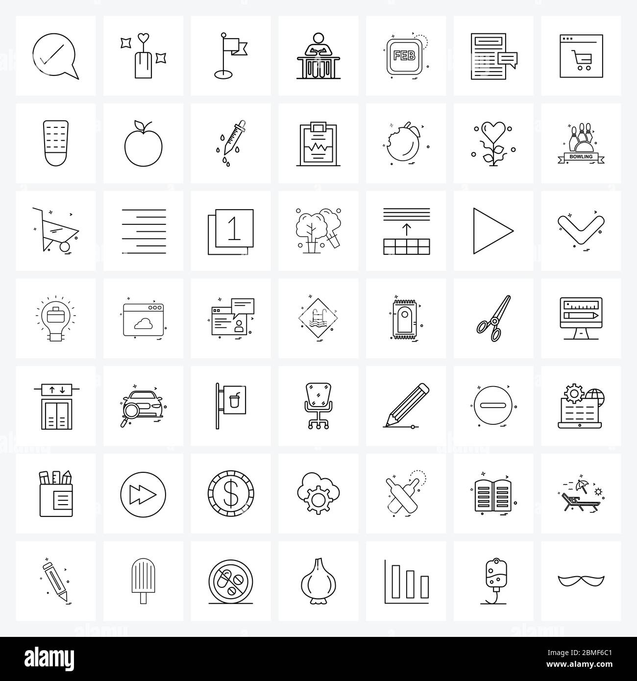 Universal Symbols of 49 Modern Line Icons of calendar, calendar, golf ...