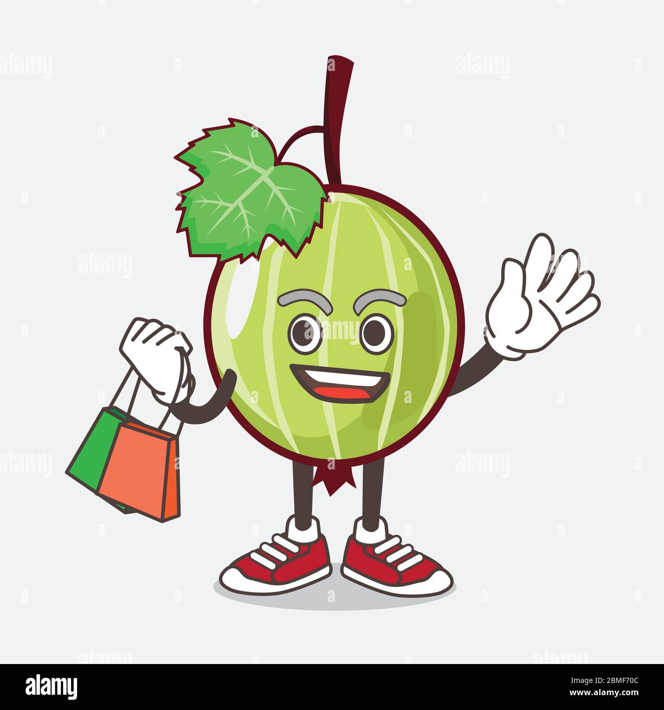 An illustration of Gooseberry Fruit cartoon mascot character waving and ...