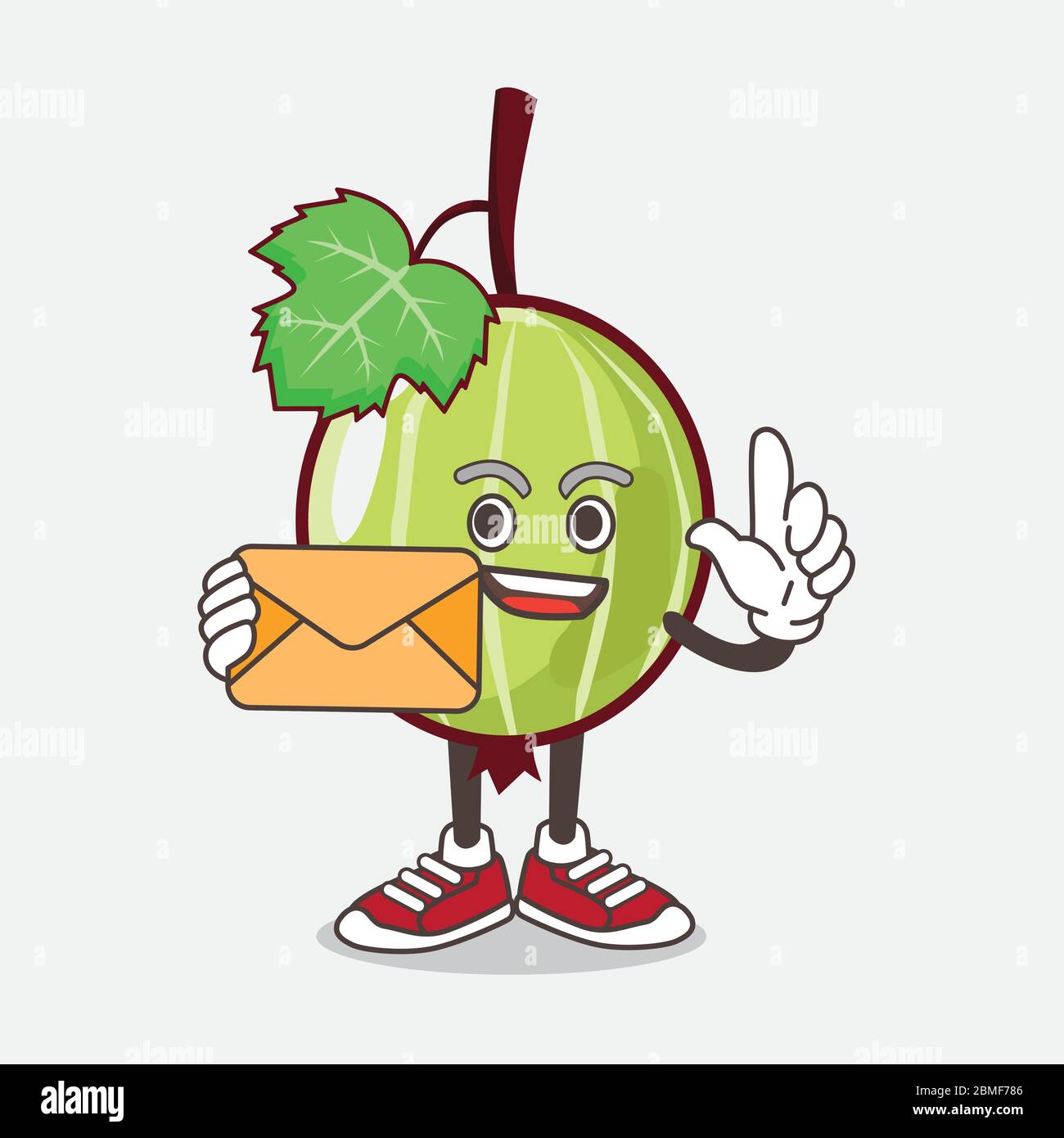 An illustration of Gooseberry Fruit cartoon mascot character holding an ...