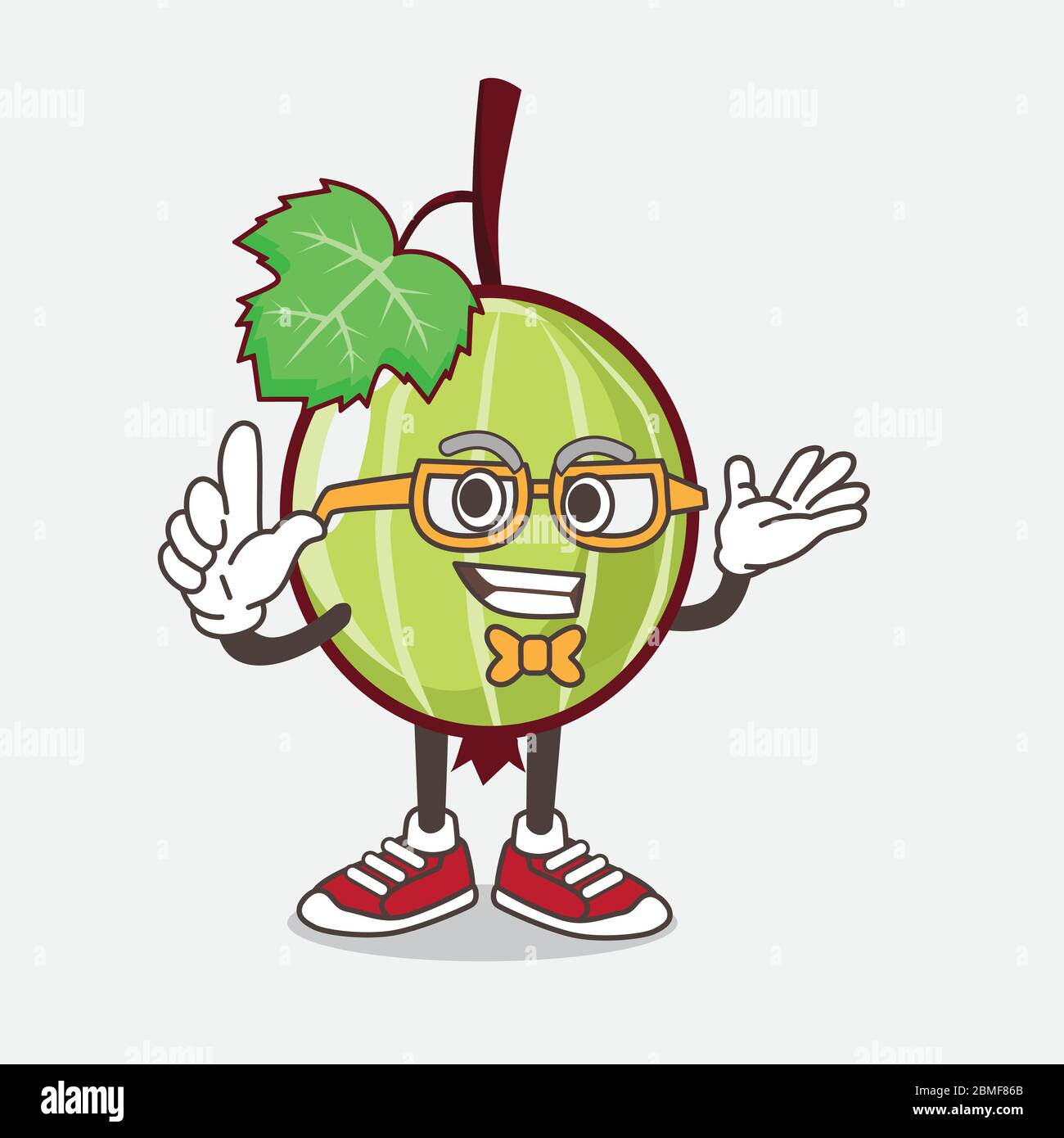 An illustration of Gooseberry Fruit cartoon mascot character in geek ...