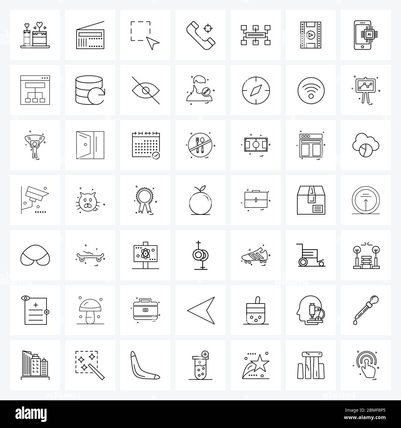 Set of 49 Universal Line Icons of networking, mobile phone, work ...