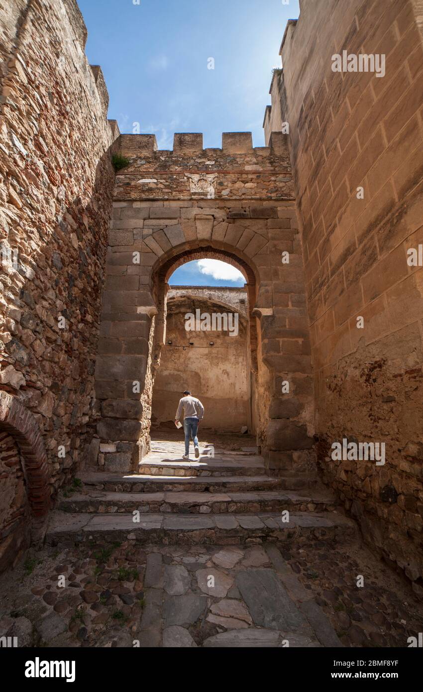 Capital Gate at Badajoz Alcazaba, walled citadel of Almohade Era, 12th ...