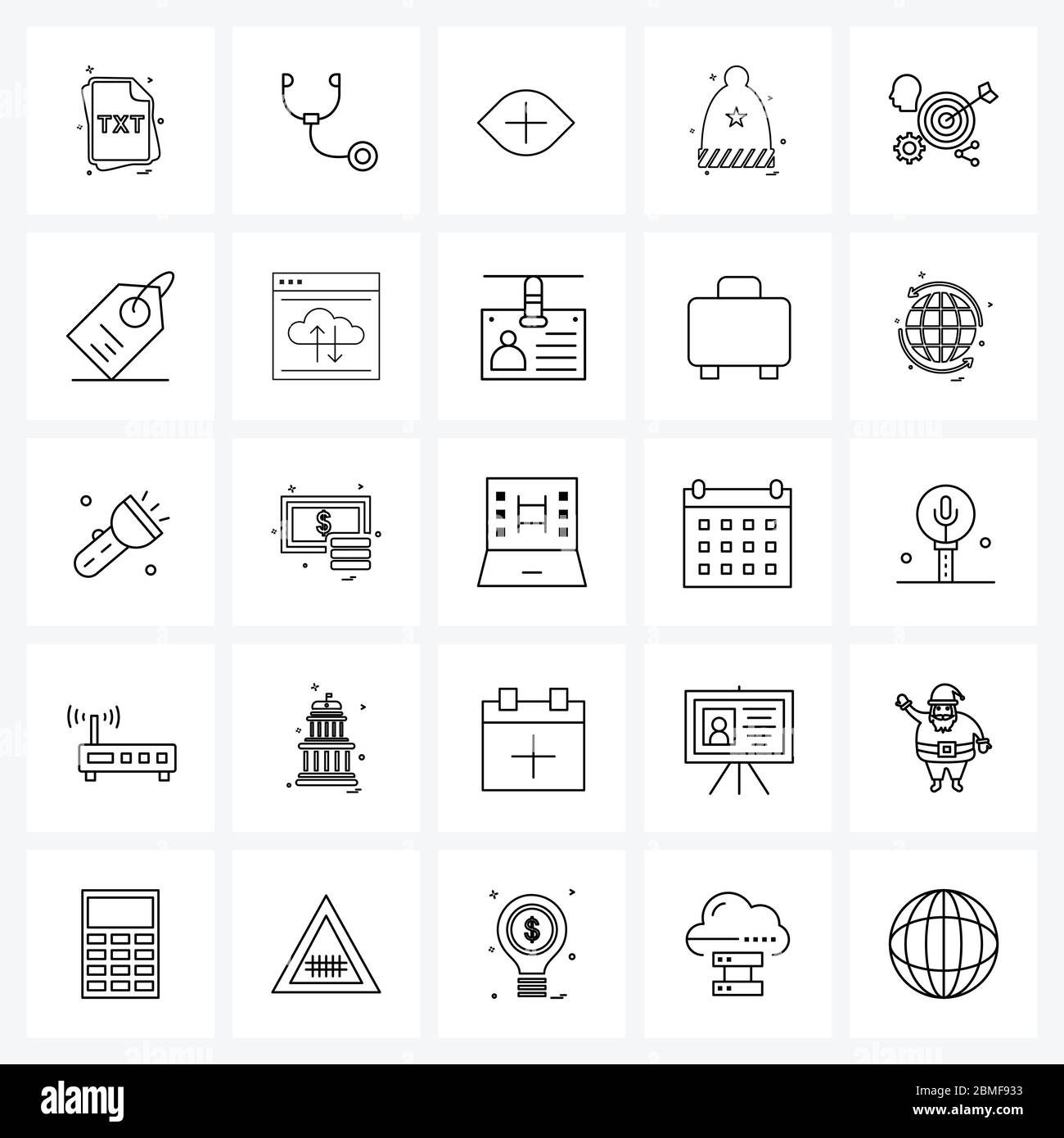 Universal Symbols of 25 Modern Line Icons of focus, star cap, add, star ...