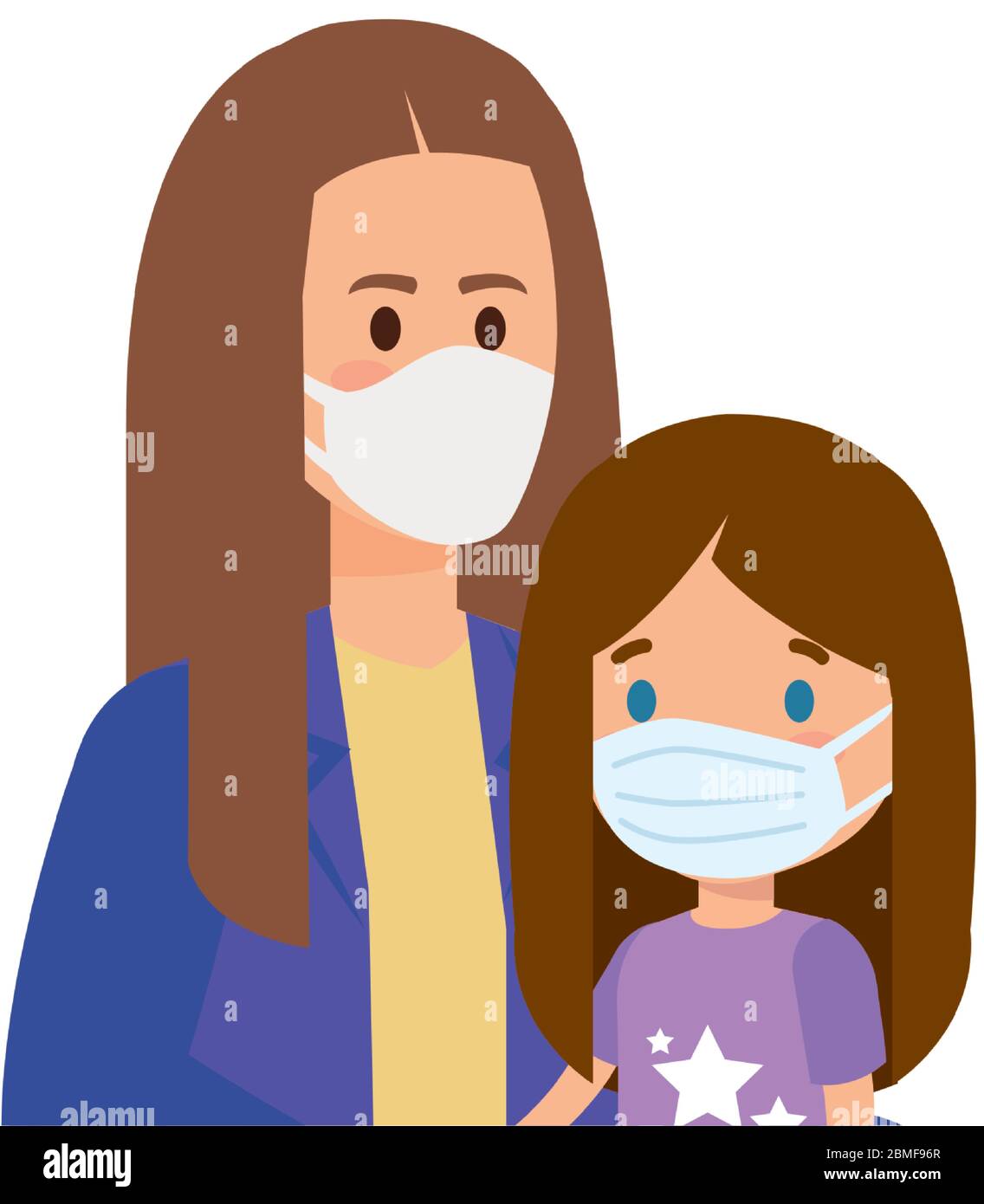 mother with daughter using face mask Stock Vector Image & Art - Alamy