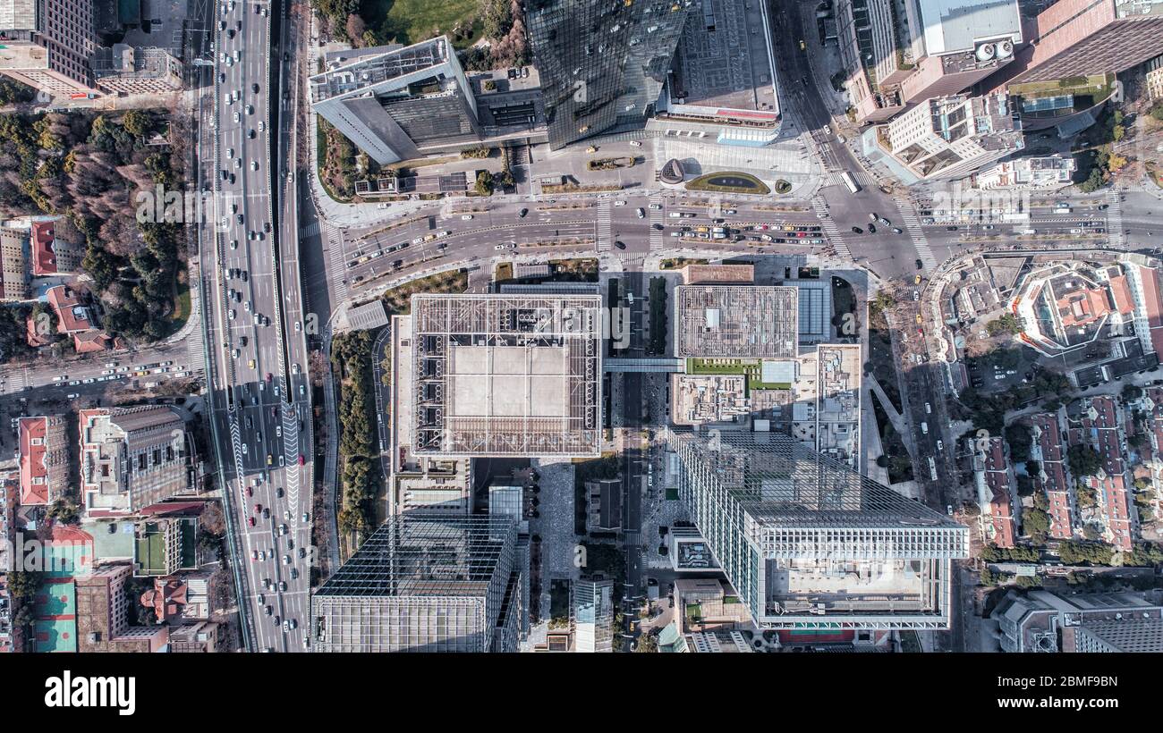 Aerial View of business area and cityscape in west Nanjing road, Jing ...