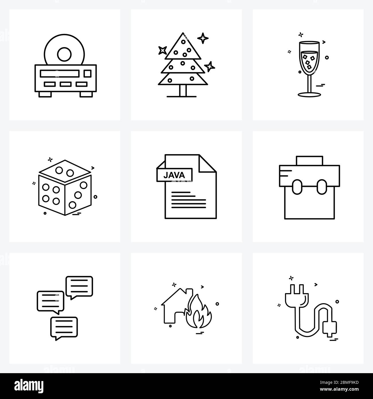 9 Editable Vector Line Icons and Modern Symbols of coding, dice, glass ...