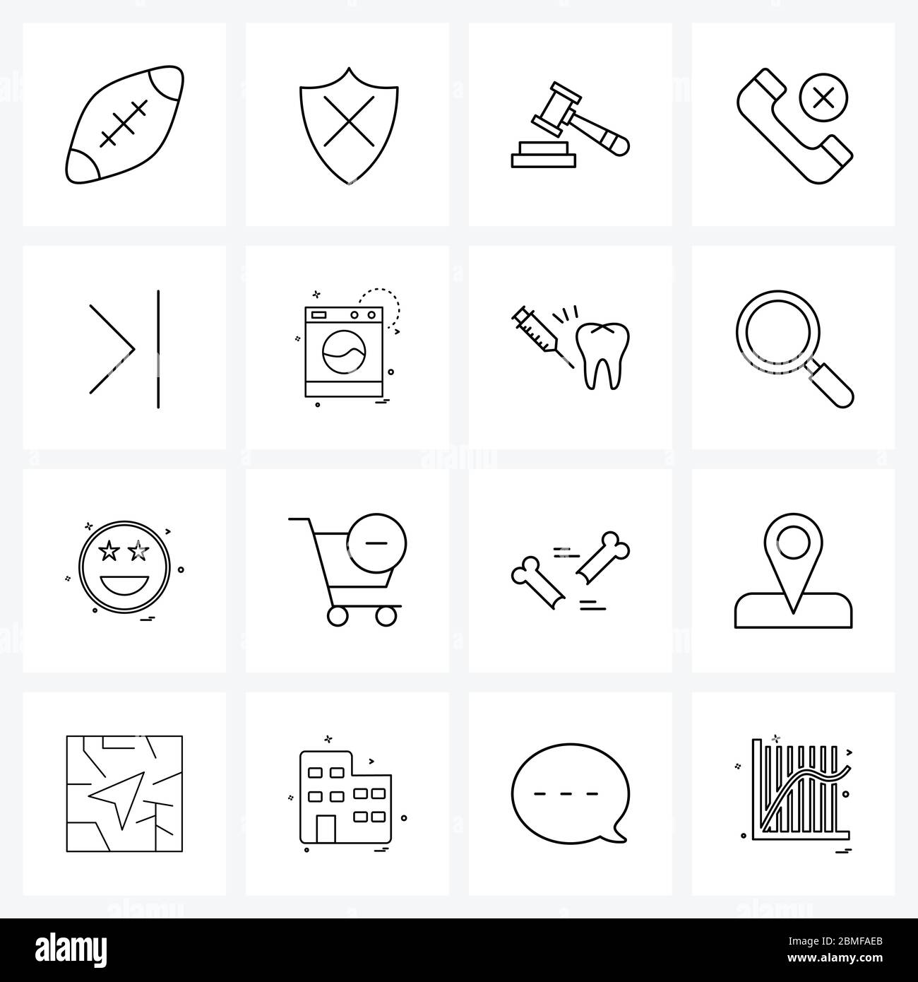 Set of 16 UI Icons and symbols for move, cross, auction, phone, call ...