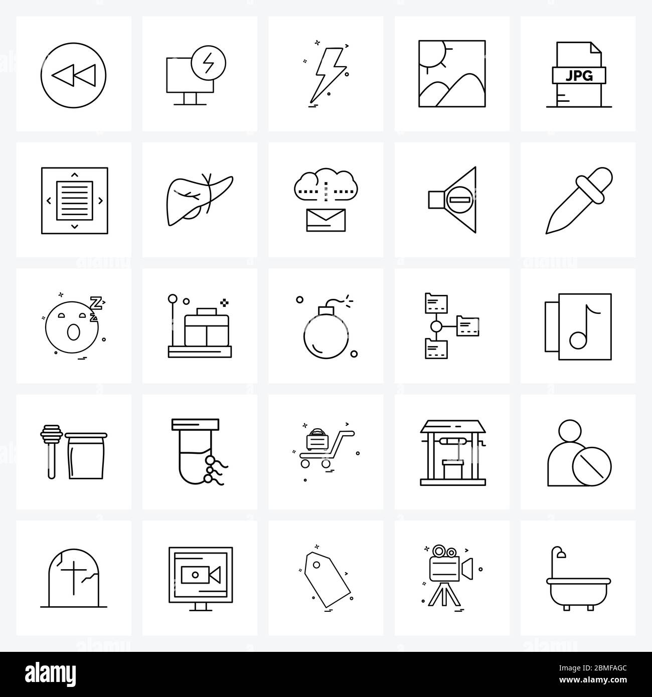 Modern Vector Line Illustration of 25 Simple Line Icons of format ...