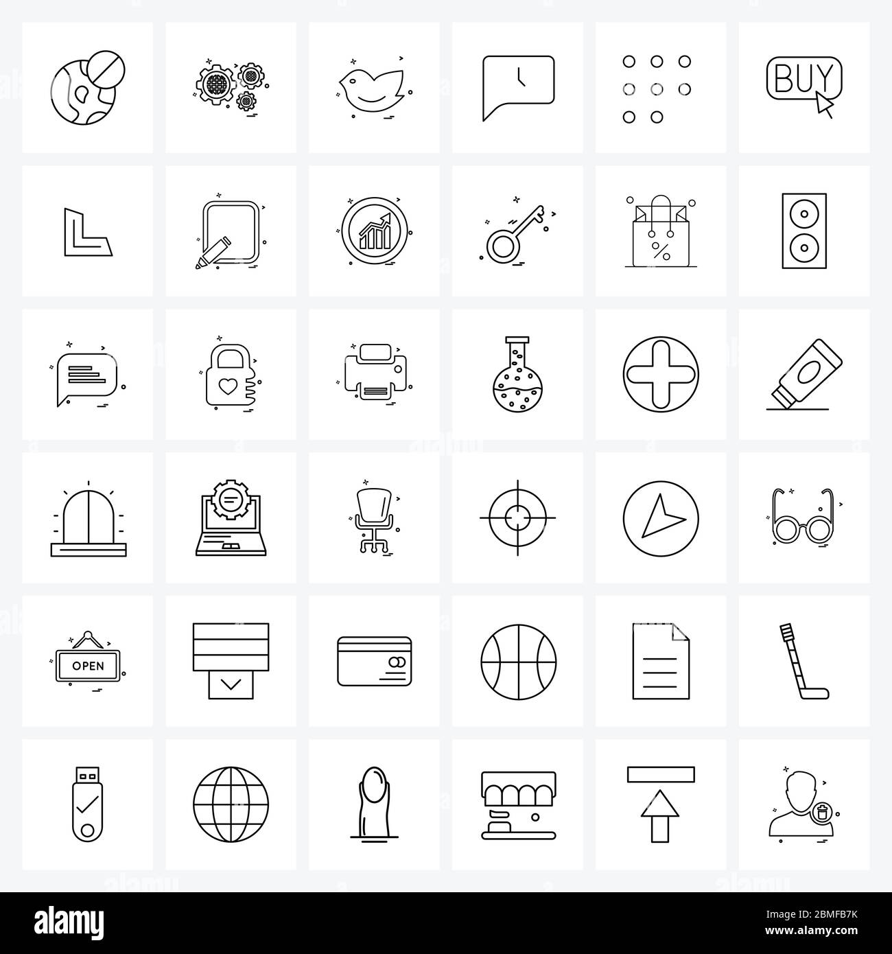 Set of 36 UI Icons and symbols for pad, apps, bird, watch, comment ...