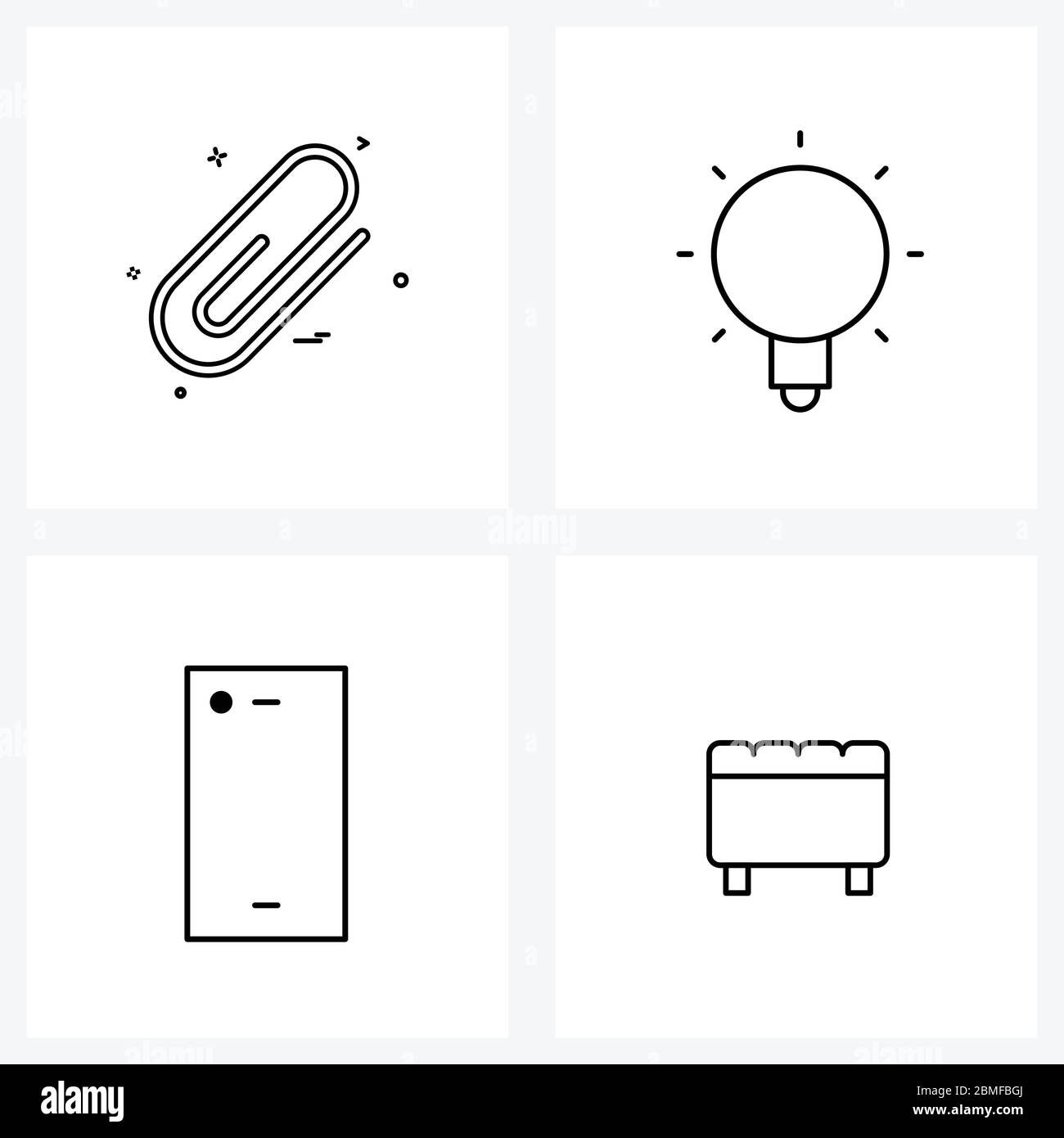 Set of 4 Simple Line Icons of ui, mind, pin, bulb, phone Vector ...