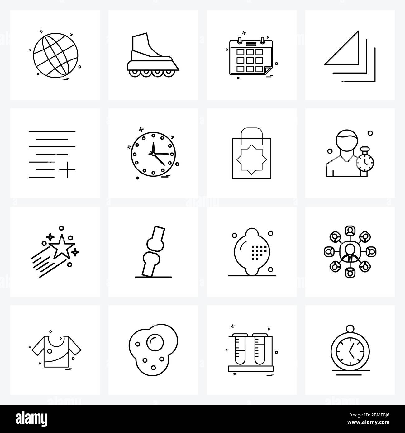 Set of 16 UI Icons and symbols for add, right, calendar, arrow, year ...