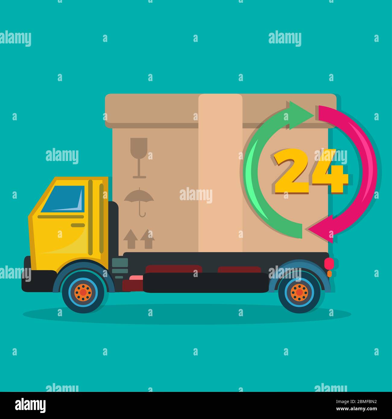 24h delivery truck icon hi-res stock photography and images - Alamy