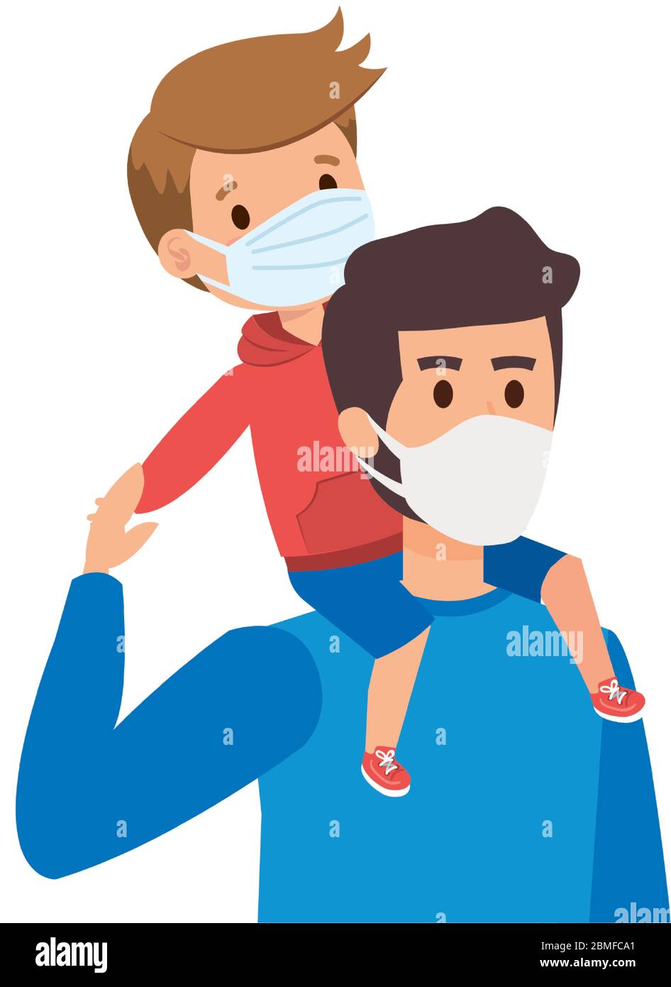 father with son using face mask Stock Vector Image & Art - Alamy