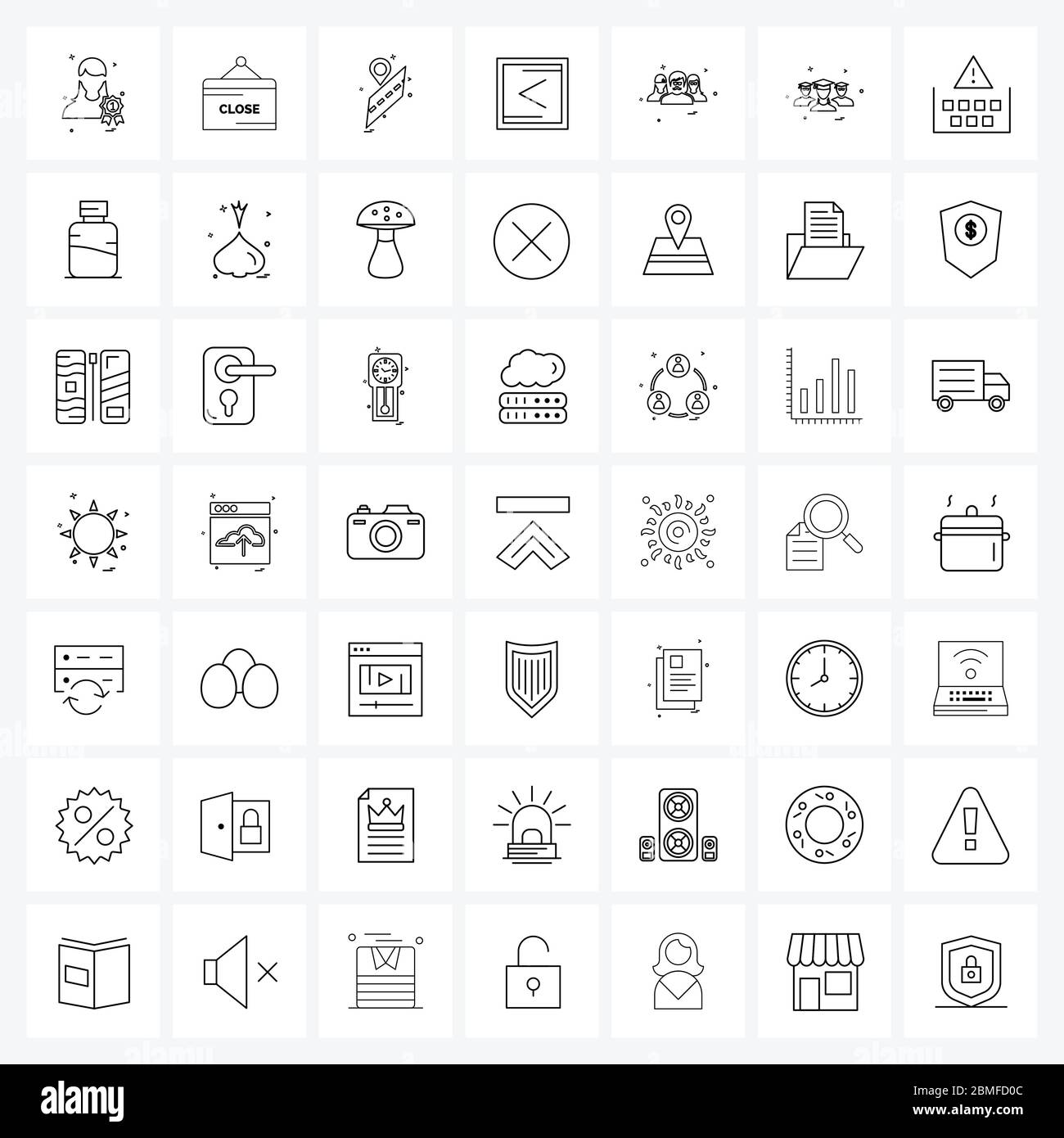 Modern Style Set of 49 line Pictograph Grid based interface, arrow ...