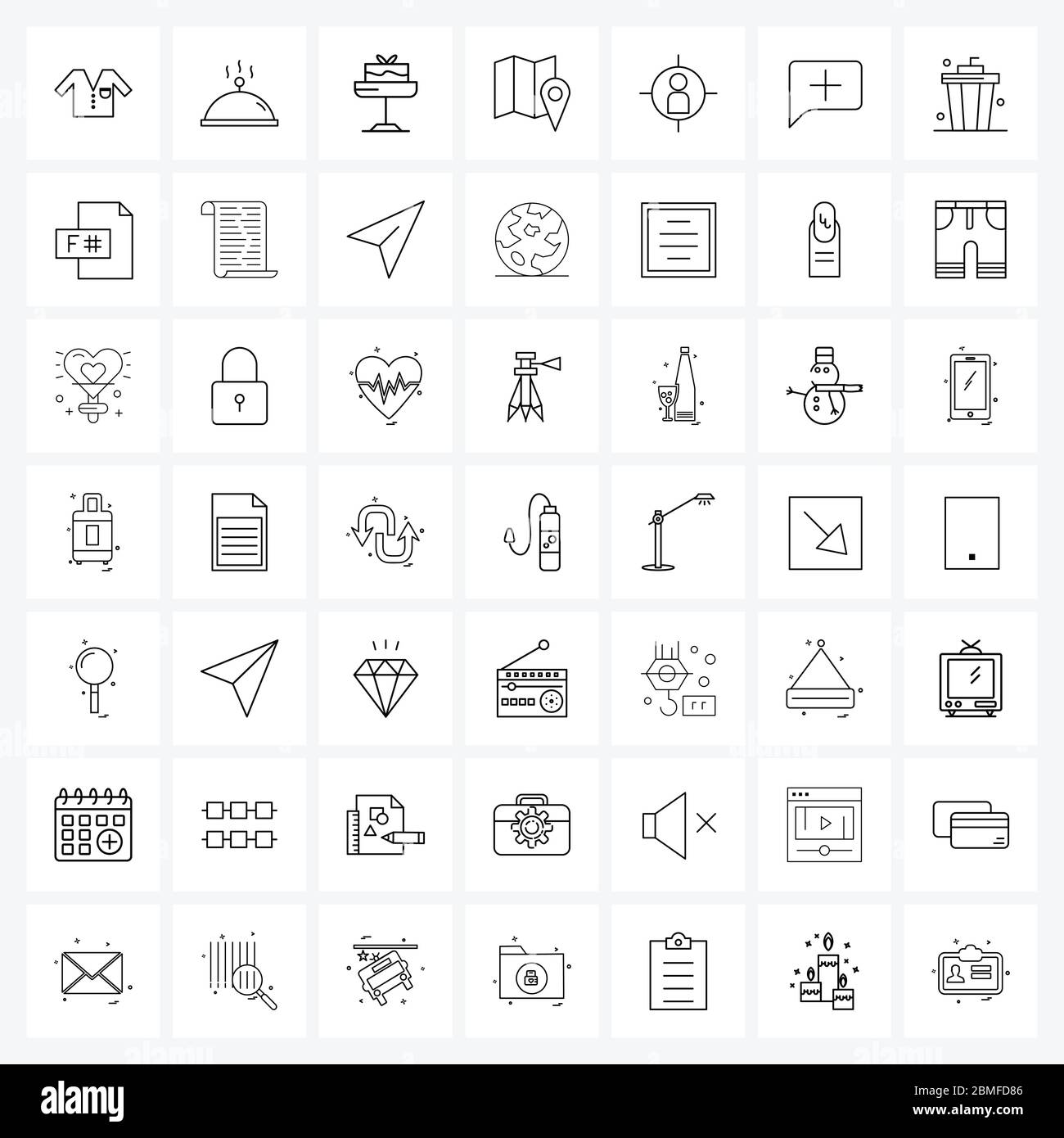 Simple Set of 49 Line Icons such as focus, maps, cake, find, map Vector ...