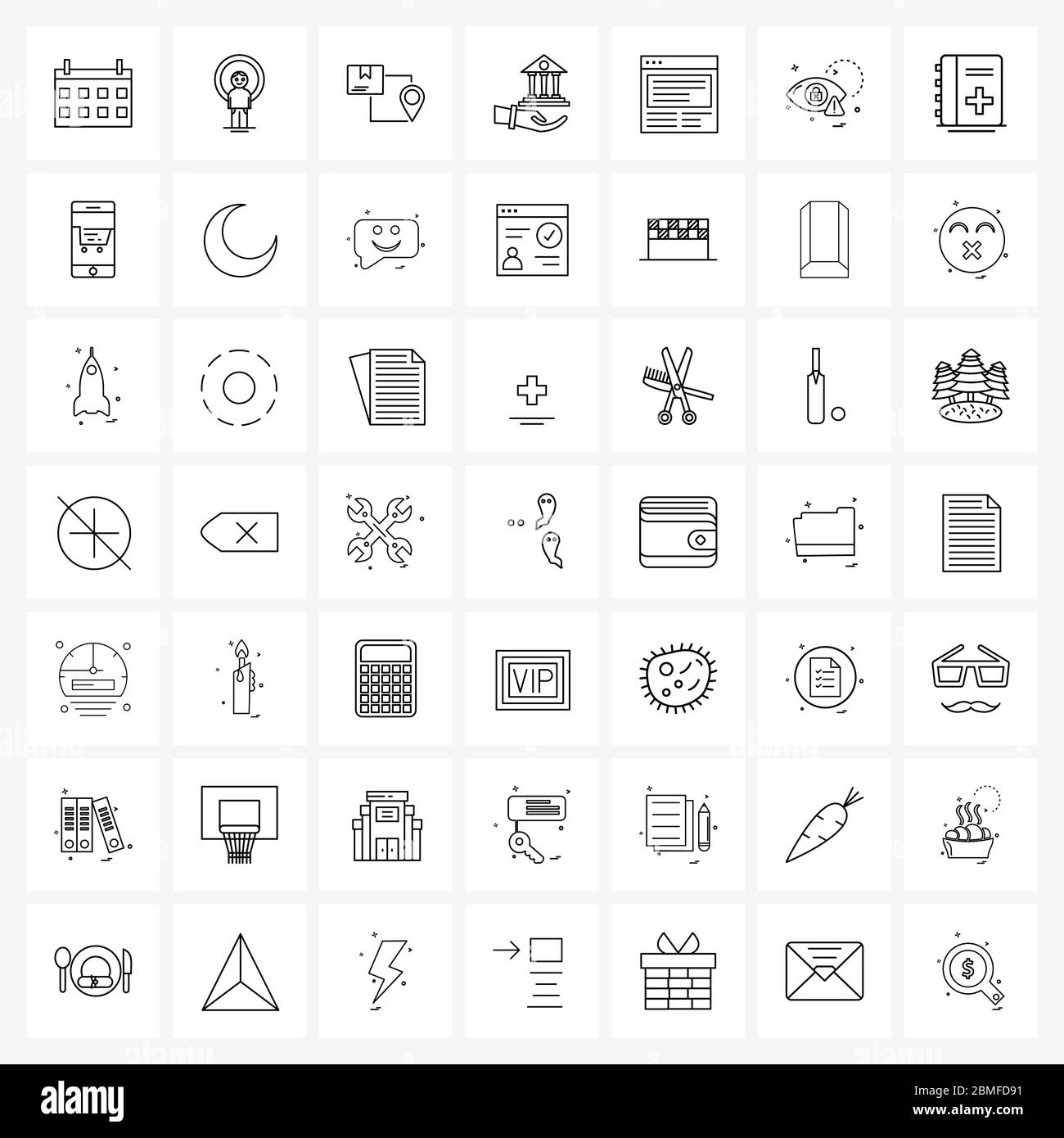 Simple Set of 49 Line Icons such as ux, list, folder, hand, buildings ...